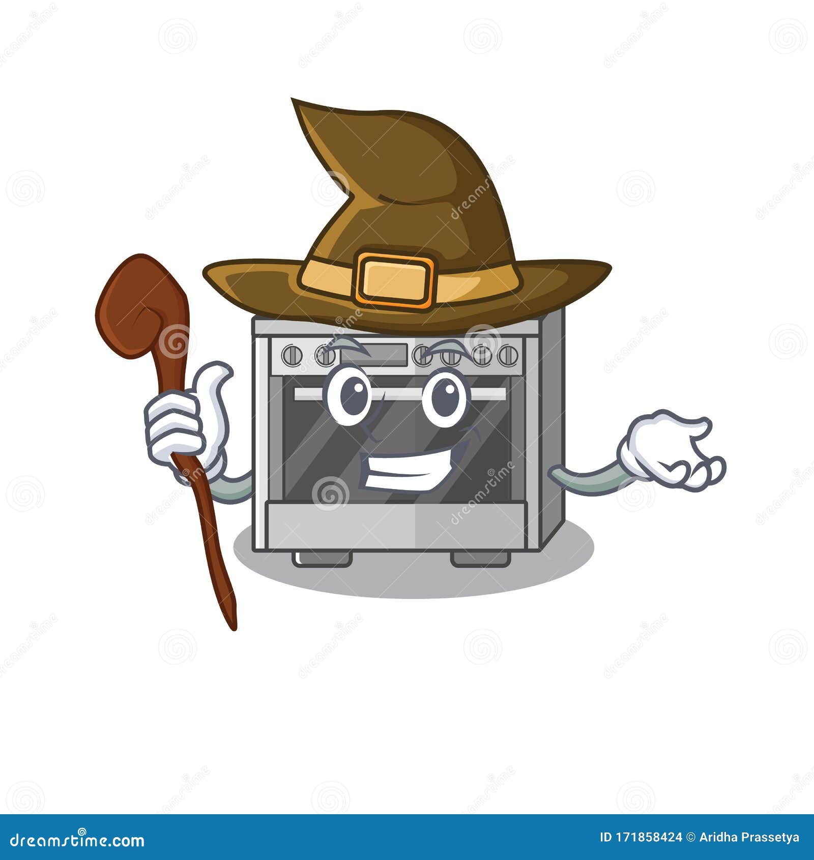 A Mascot Concept of Kitchen Stove Performed As a Witch Stock Vector ...