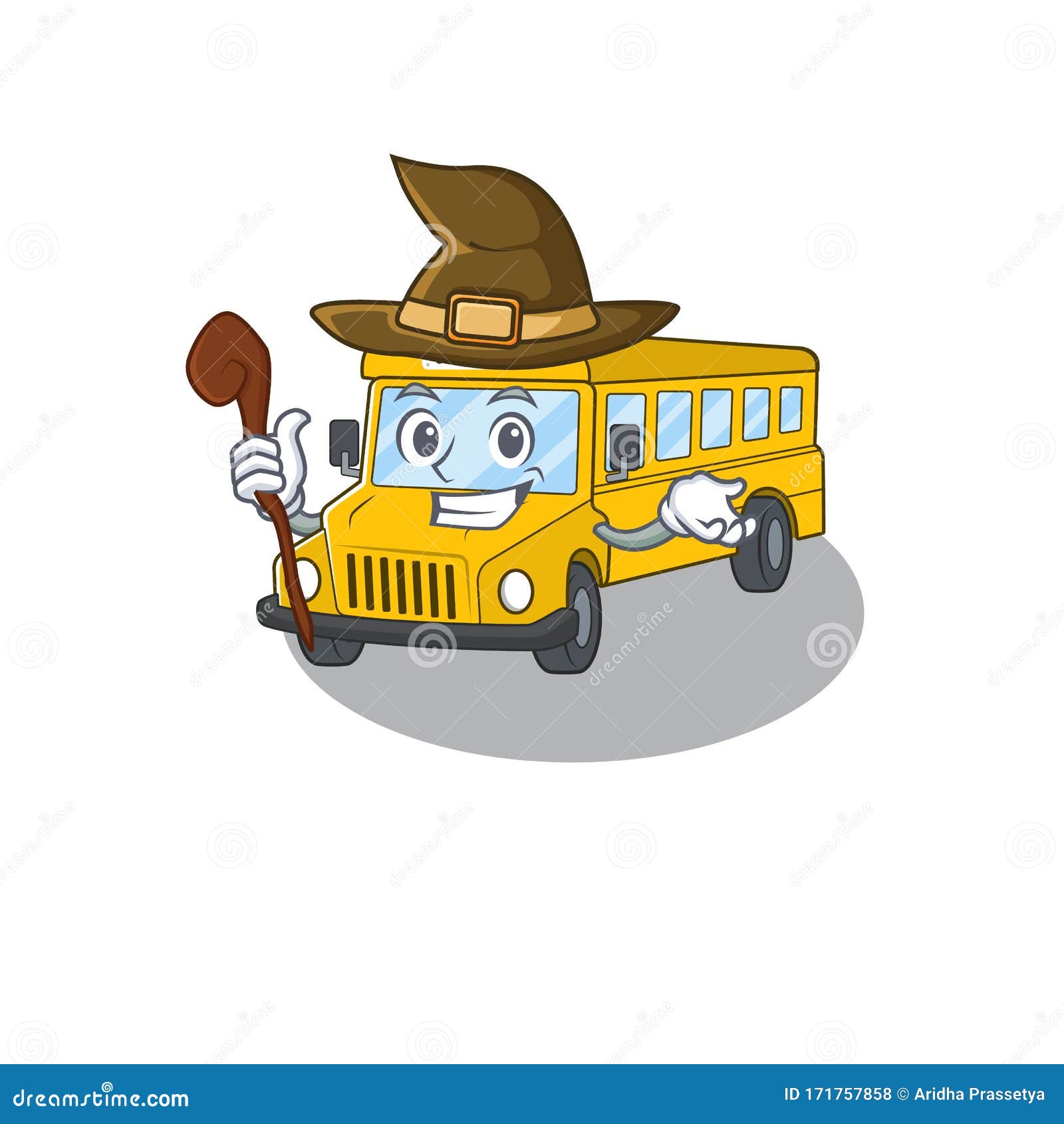 A Mascot Concept of School Bus Performed As a Witch Stock Vector ...