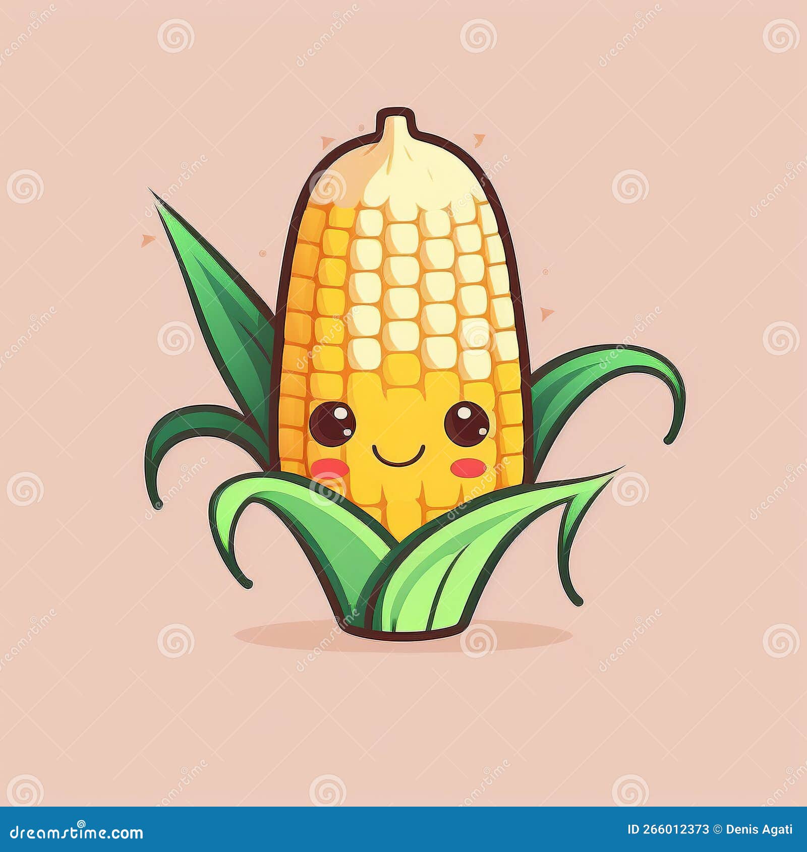 The Character of a Cute Cob of Corn Stock Illustration - Illustration ...