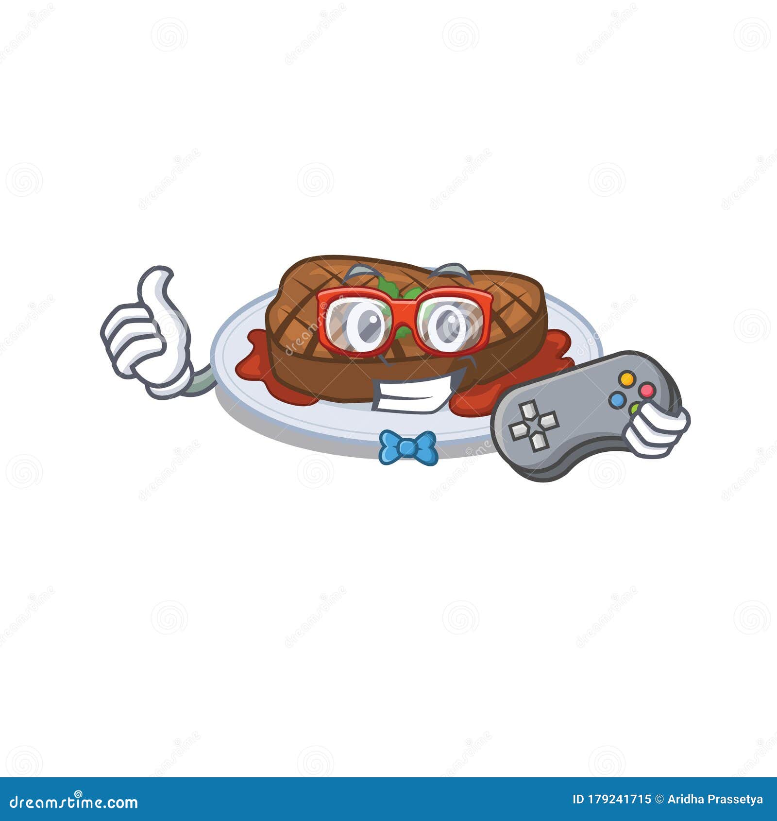 Mascot Design Concept of Grilled Steak Gamer Using Controller Stock ...