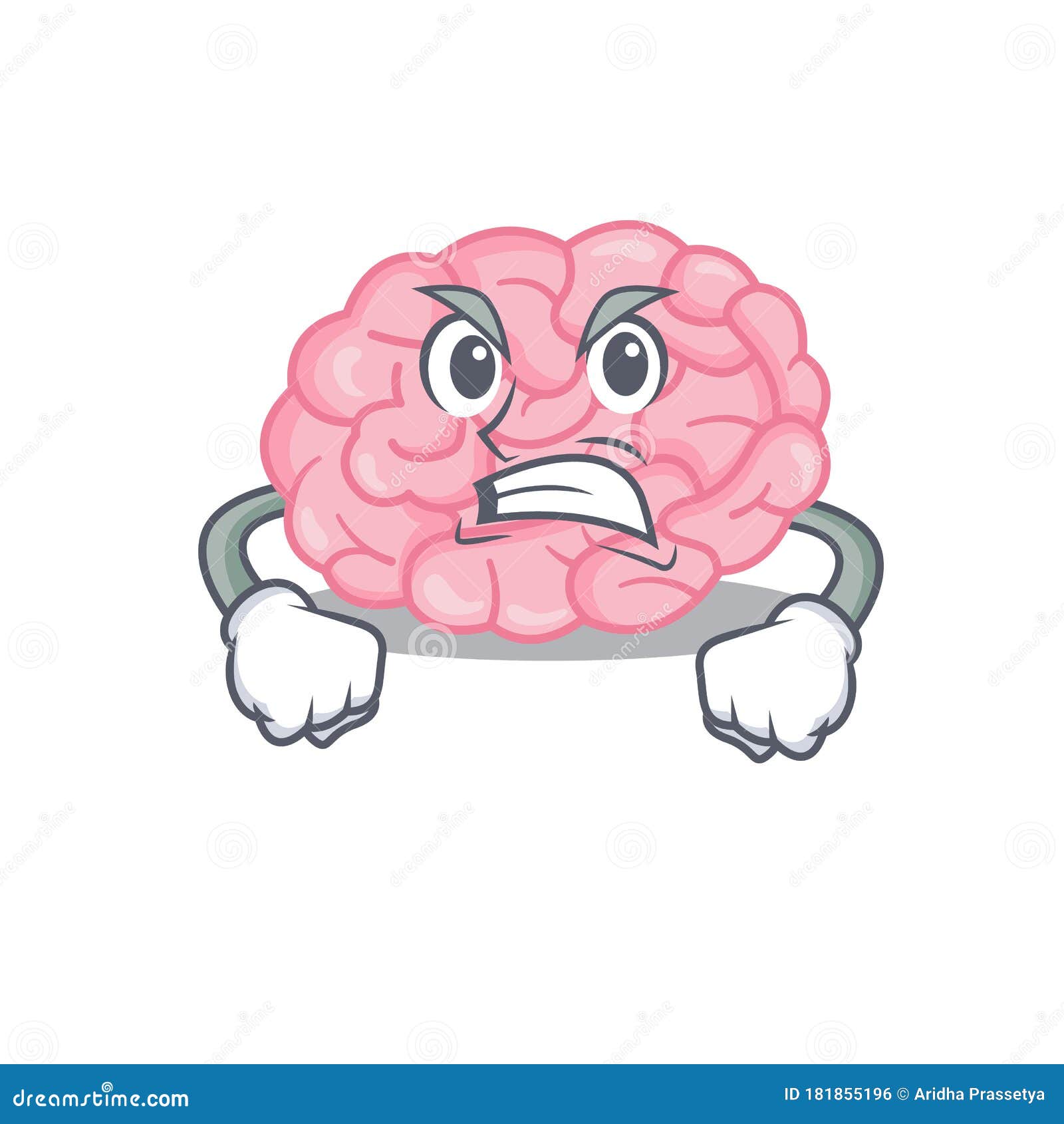 Mascot Design Concept of Human Brain with Angry Face Stock Vector ...