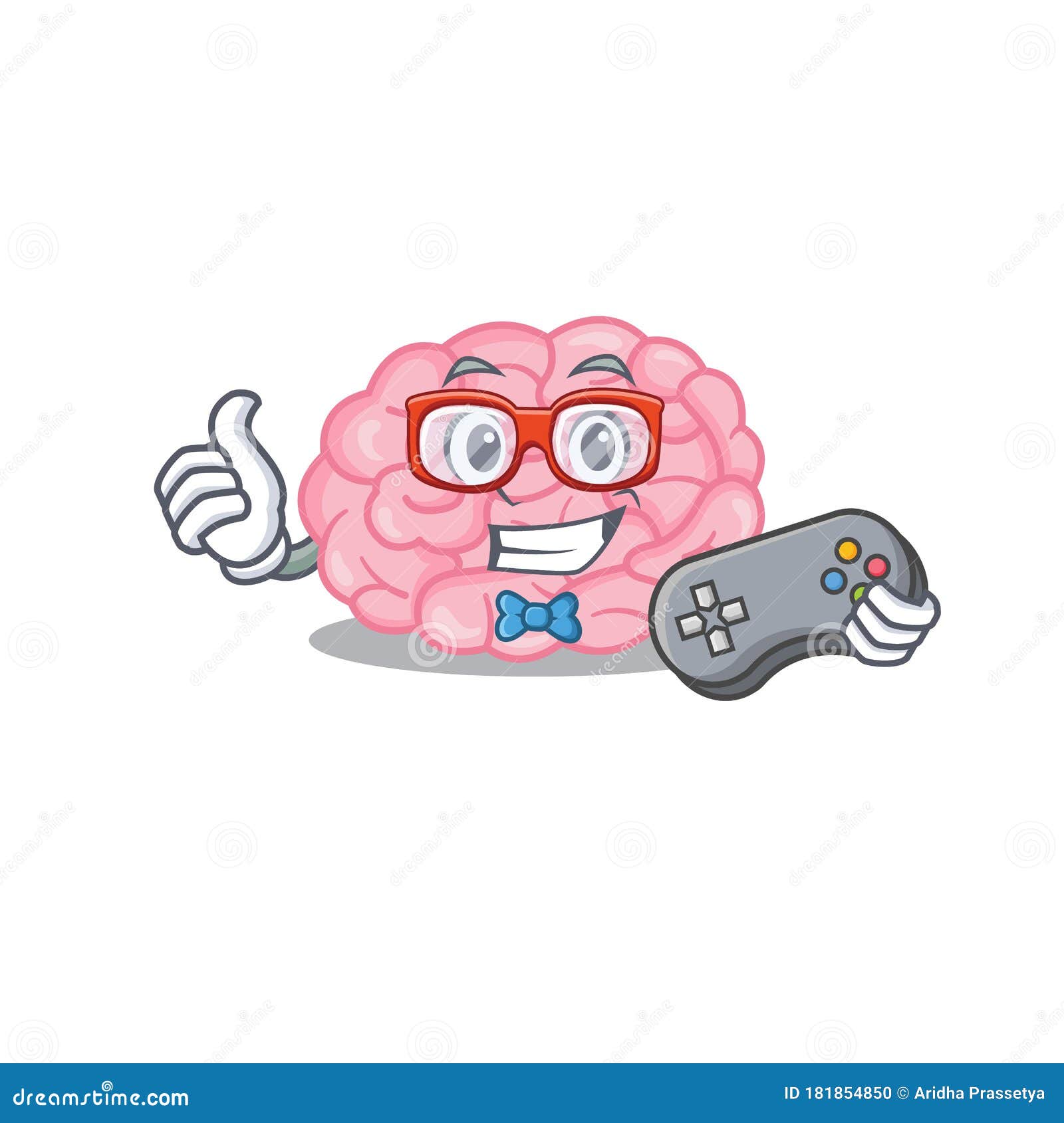 Mascot Design Concept of Human Brain Gamer Using Controller Stock ...