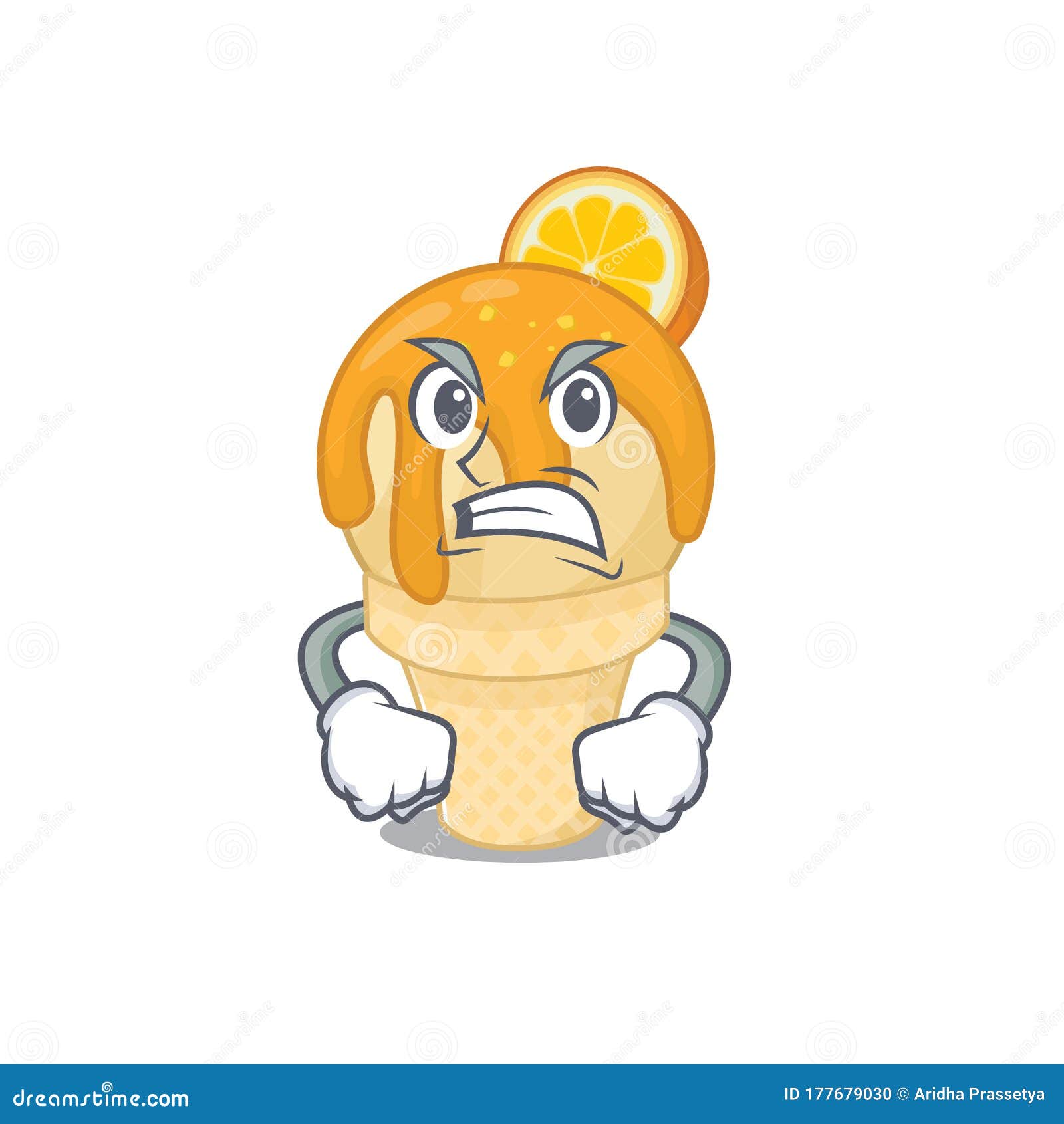 Mascot Design Concept of Orange Ice Cream with Angry Face Stock Vector ...
