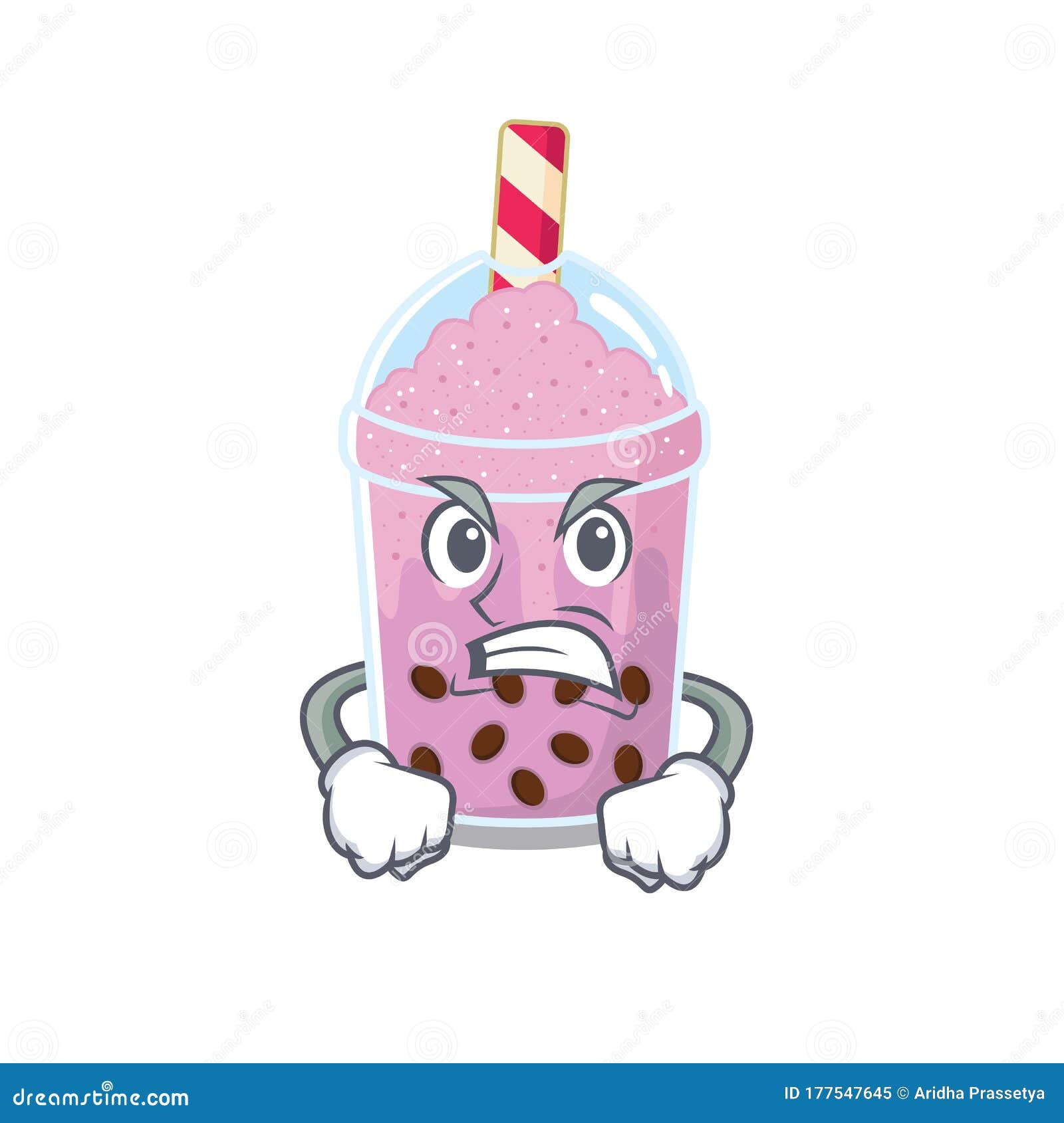 Mascot Design Concept of Taro Bubble Tea with Angry Face Stock Vector ...
