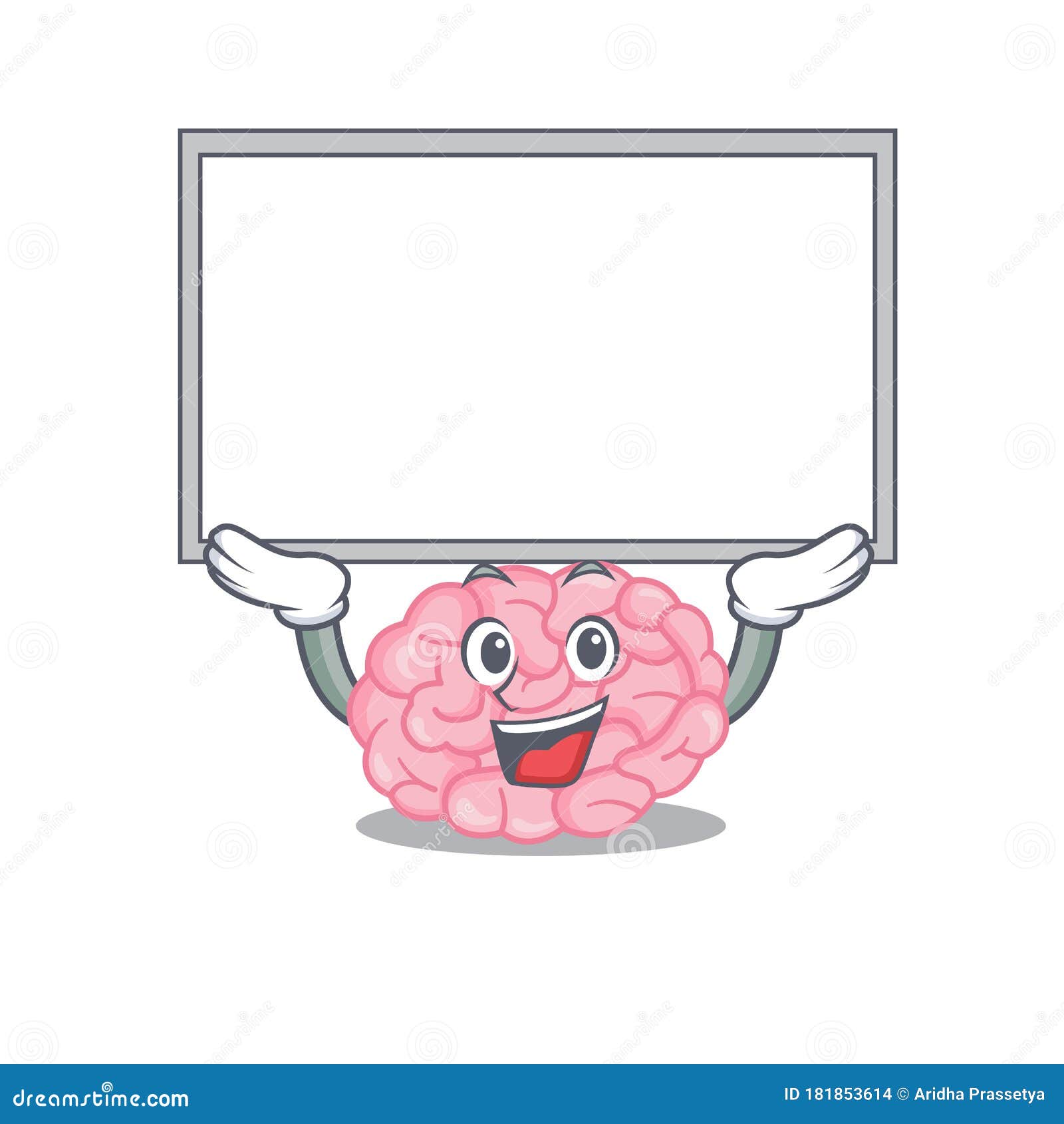 Mascot Design of Human Brain Lift Up a Board Stock Vector ...