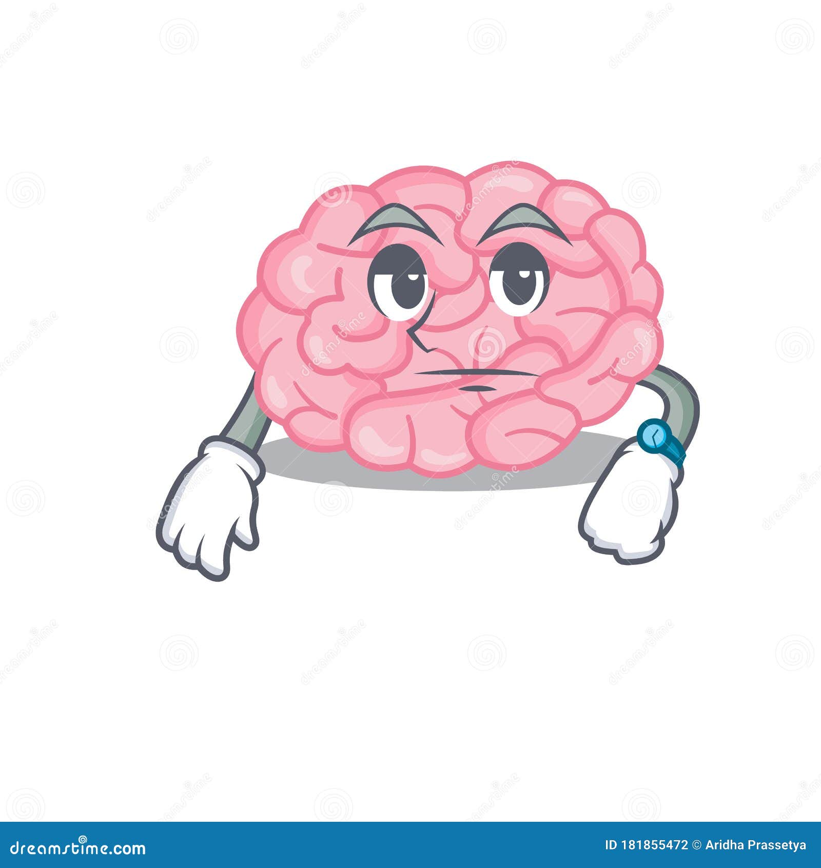 Brain Showing Strong Biceps Comic Character Representing Intellect And ...