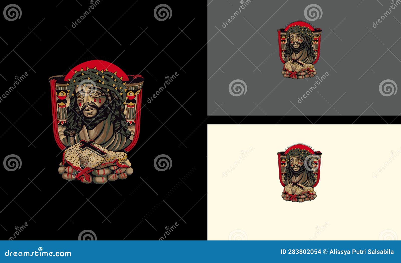 Mascot Design of Jesus with Goat Vector Tattoo Design Stock ...