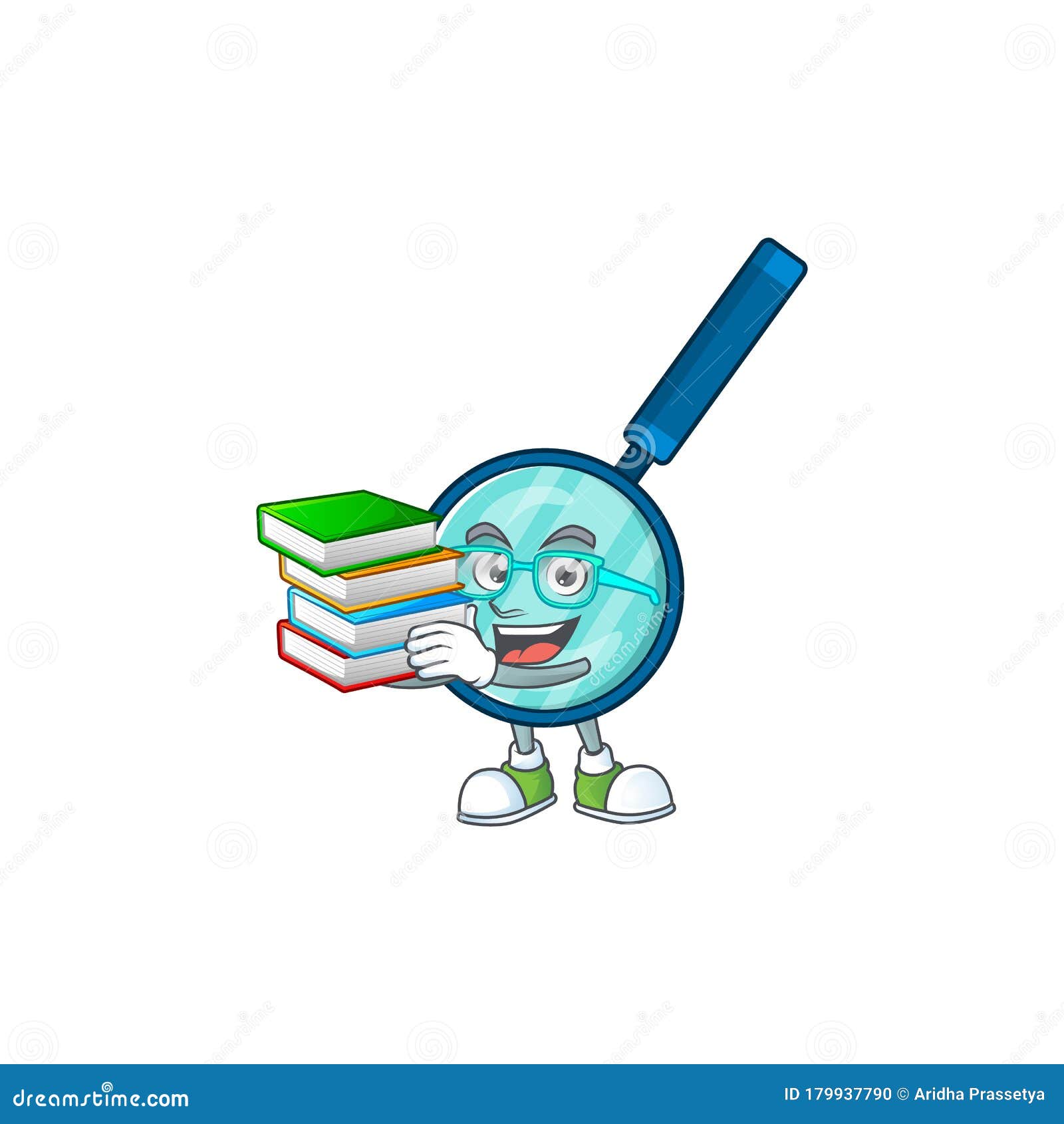 A Mascot Design of Magnifying Glass Student Character with Book Stock ...