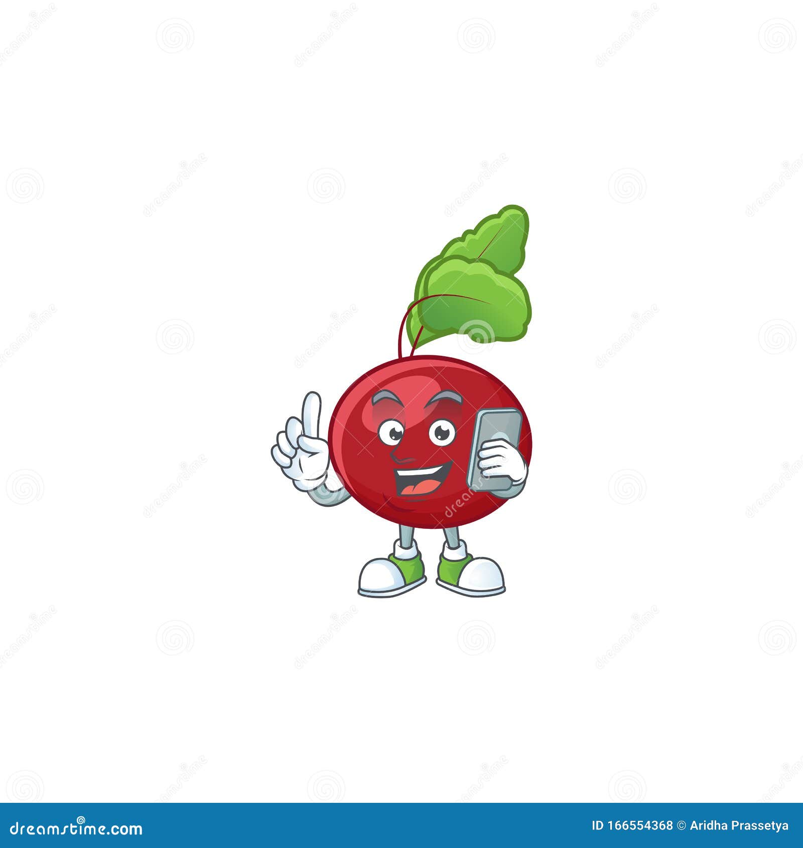 Mascot Design of Red Beet Greens Speaking on the Phone Stock Vector ...