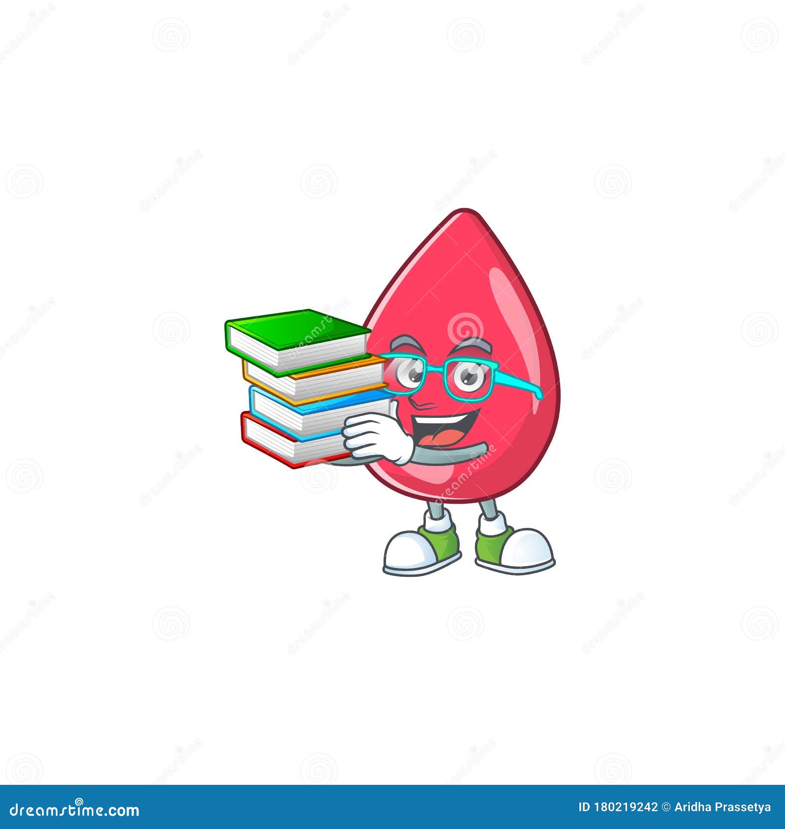 A Mascot Design of Red Blood Student Character with Book Stock Vector ...