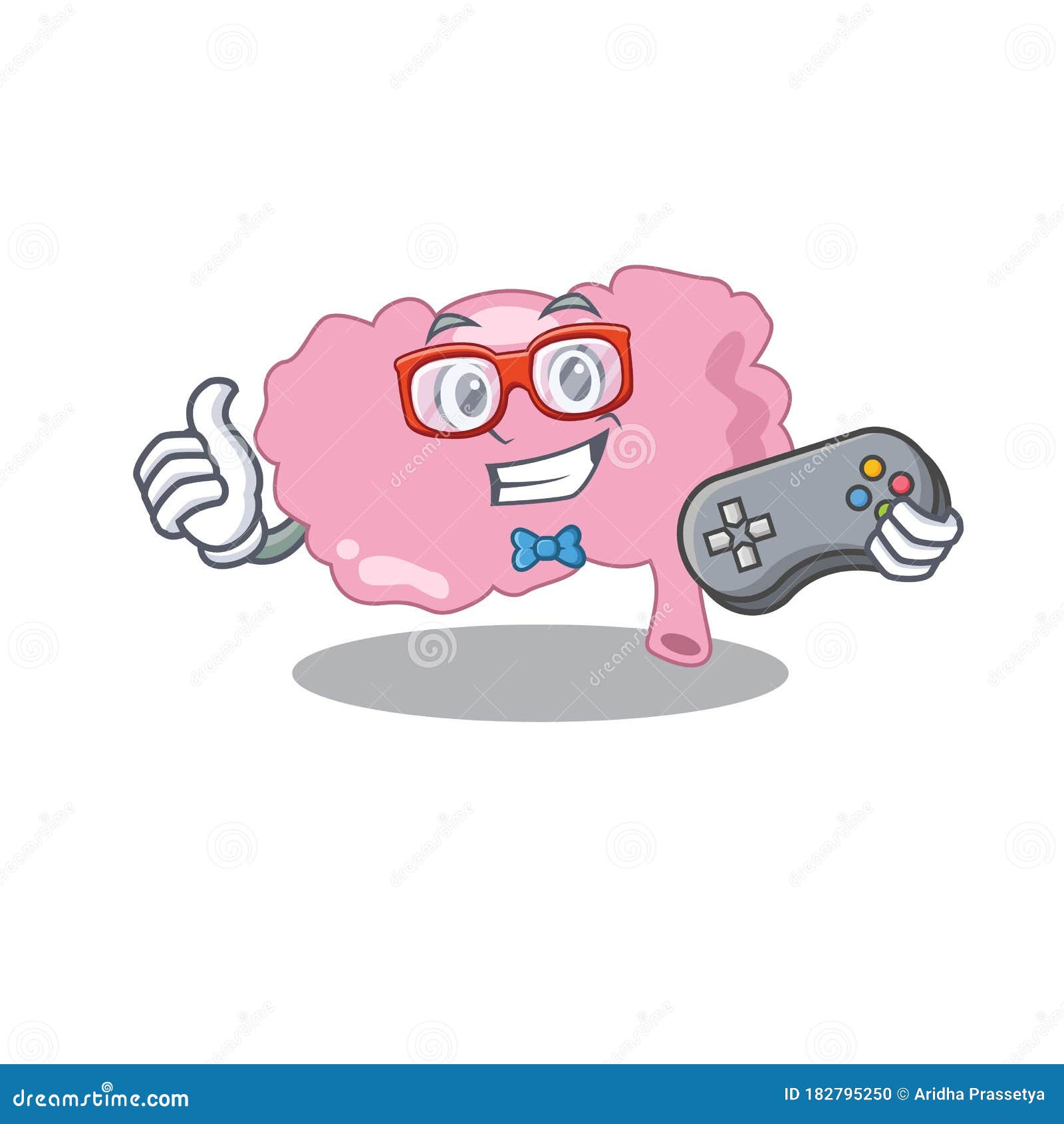 Mascot Design Style of Brain Gamer Playing with Controller Stock Vector ...