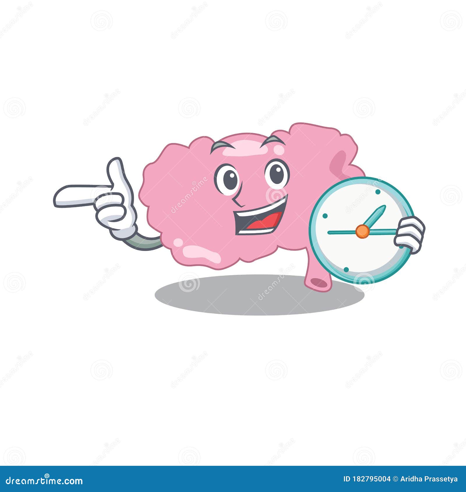 Mascot Design Style of Brain Standing with Holding a Clock Stock Vector ...