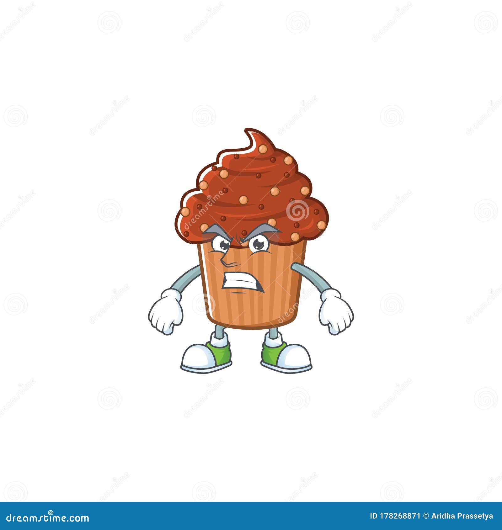 Mascot Design Style of Chocolate Cupcake with Angry Face Stock Vector ...