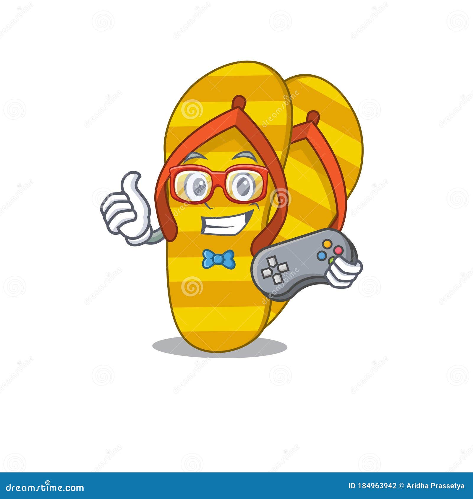 Mascot Design Style of Flip Flops Gamer Playing with Controller Stock ...