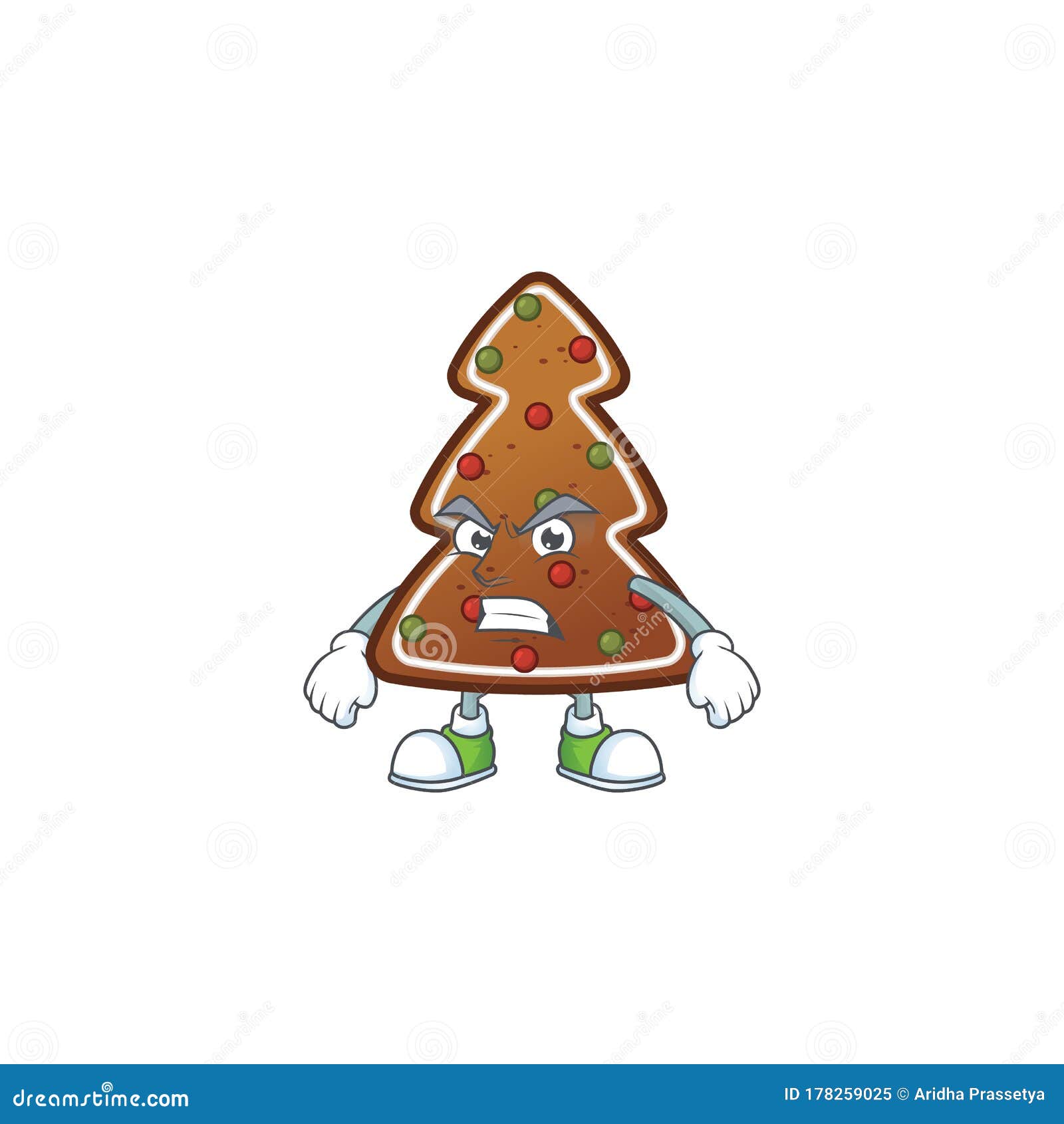 Mascot Design Style of Gingerbread Tree with Angry Face Stock Vector ...