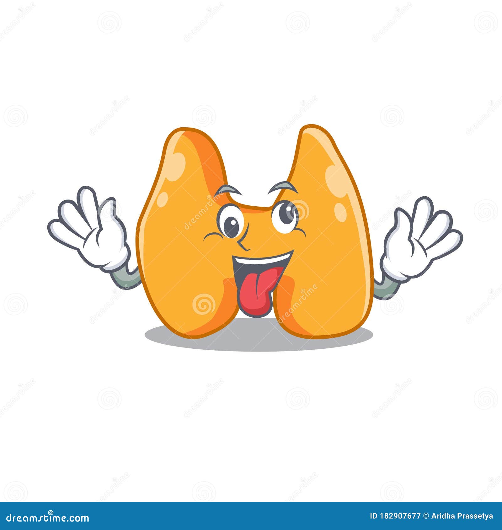 Funny Thyroid Cartoon Design With Tongue Out Face Vector Illustration ...