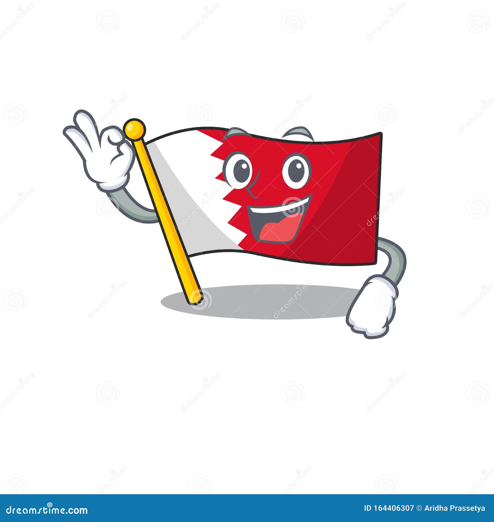 Mascot Flag Bahrain with in Okay Character Stock Vector - Illustration ...