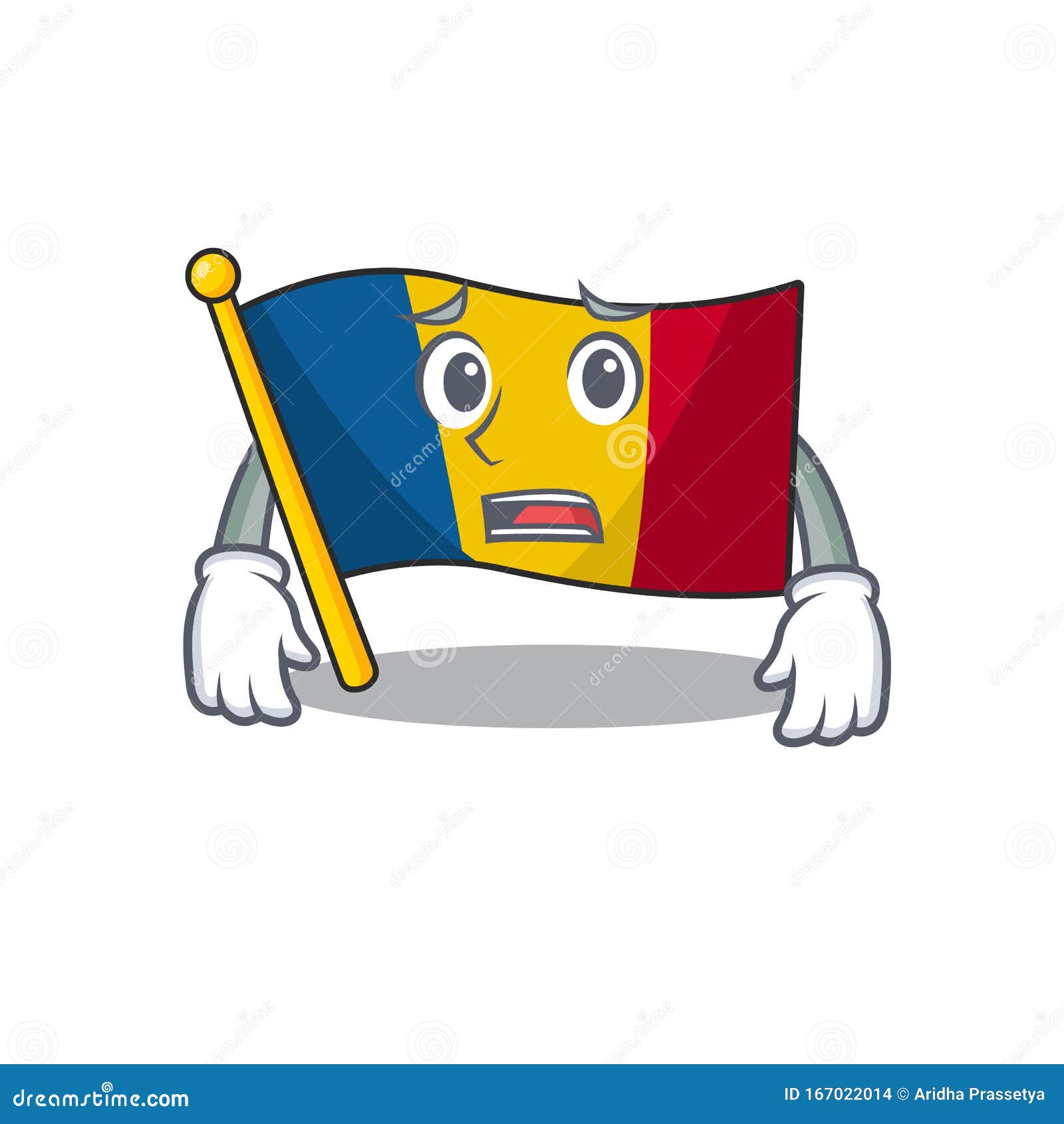 Mascot of Flag Chad Scroll Showing Afraid Look Face Stock Vector ...