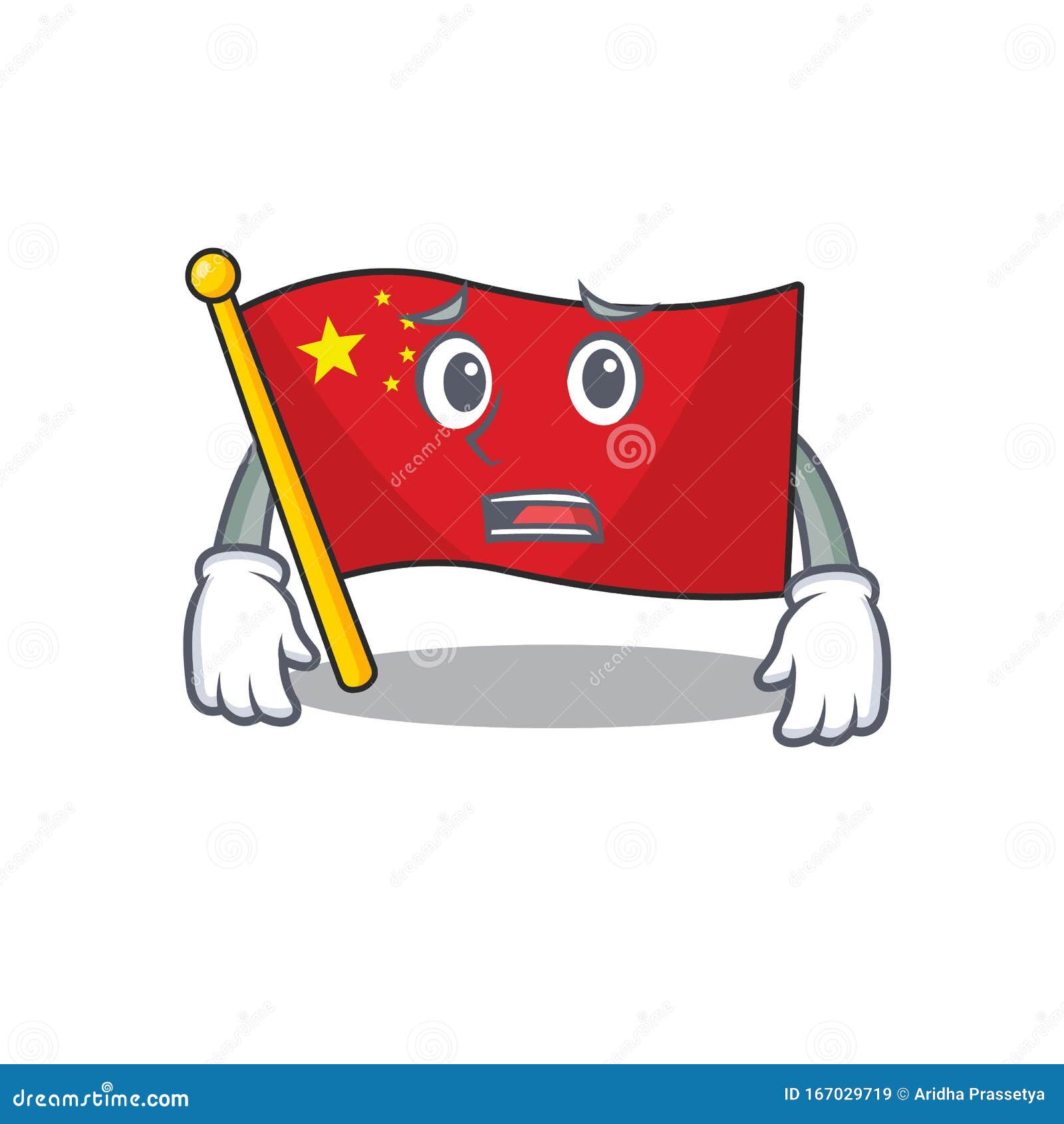 Mascot of Flag China Scroll Showing Afraid Look Face Stock Vector ...
