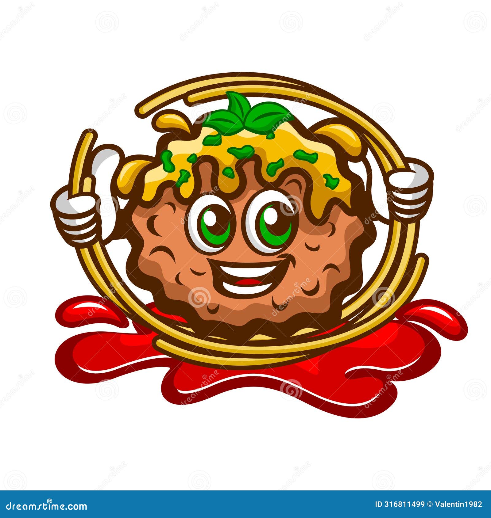 Mascot Funny Meatball Logo. Vector Illustration Stock Vector ...