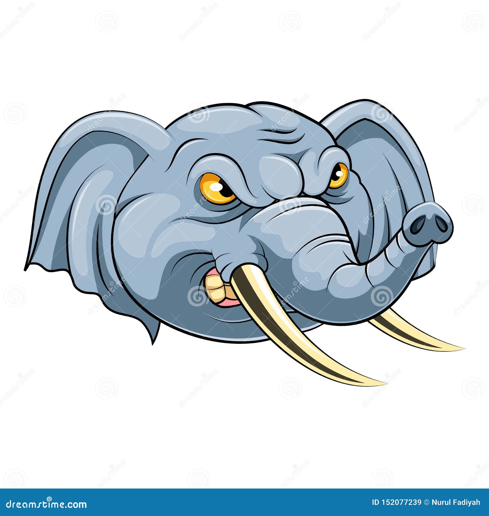 Mascot Head of an elephant stock vector. Illustration of hunter - 152077239