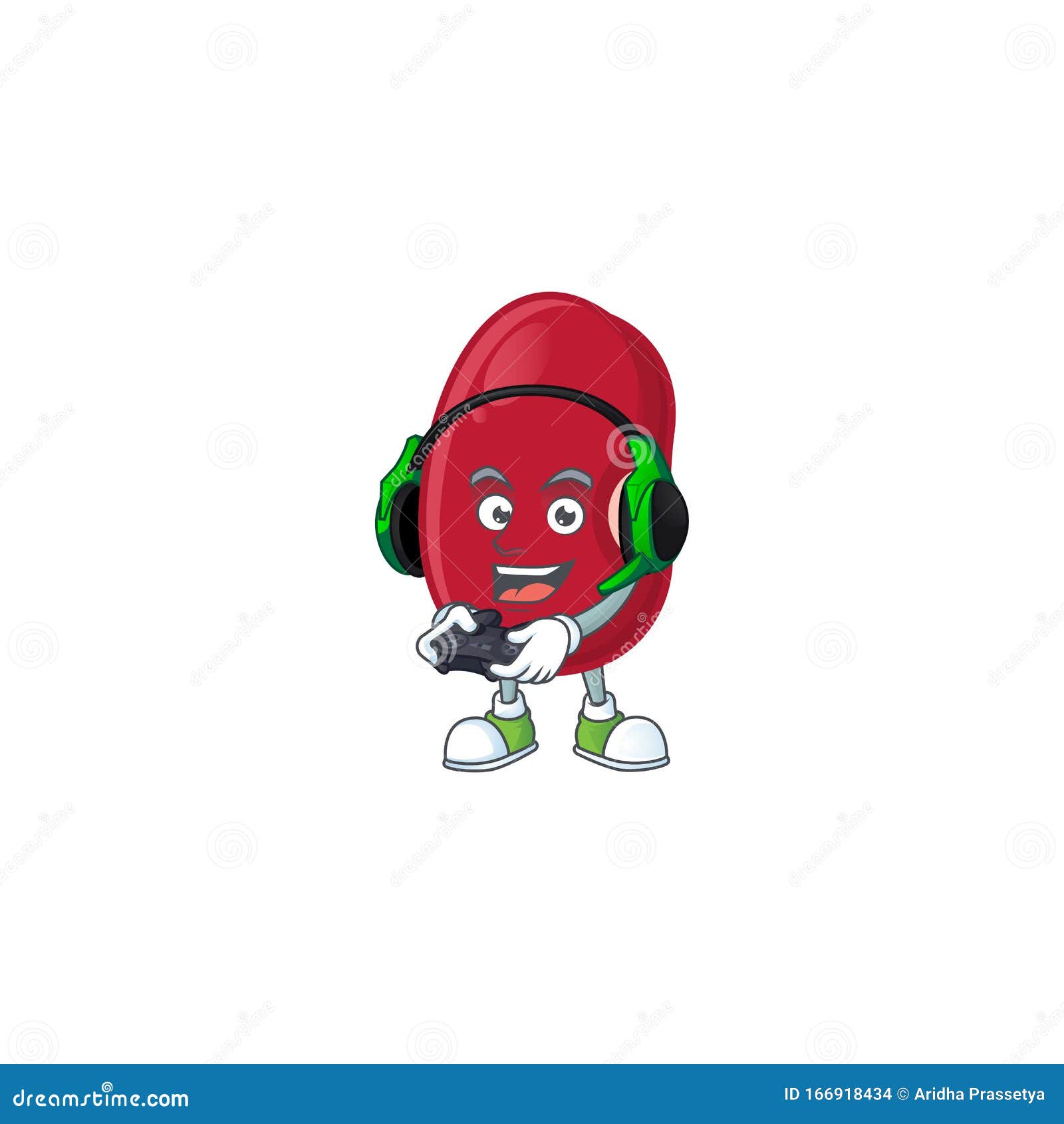 Mascot Icon of Adzuki Beans with Headphone and Controller Stock Vector ...