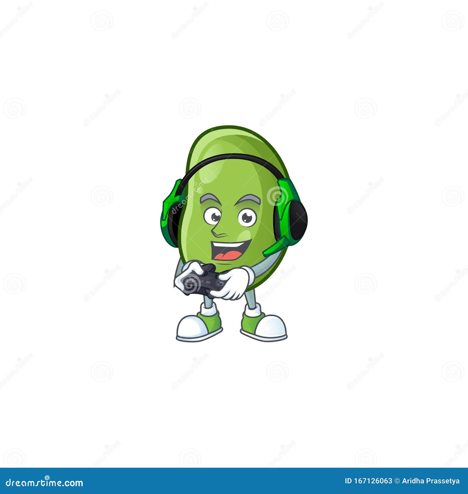 Mascot Icon of Green Beans with Headphone and Controller Stock Vector ...