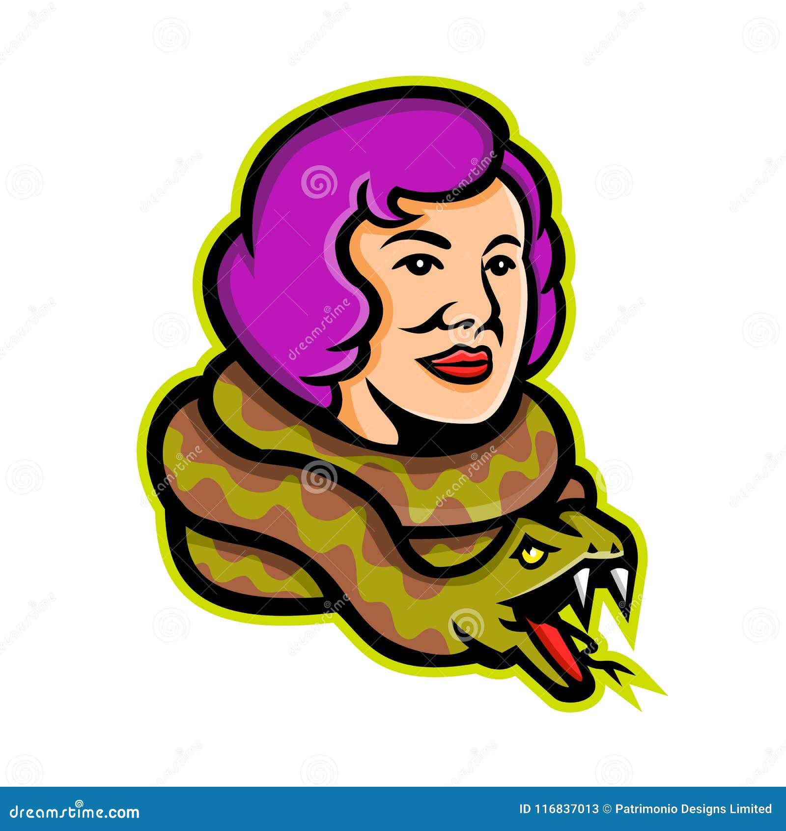 Circus Freak Snake Lady Mascot Cartoon Vector | CartoonDealer.com ...