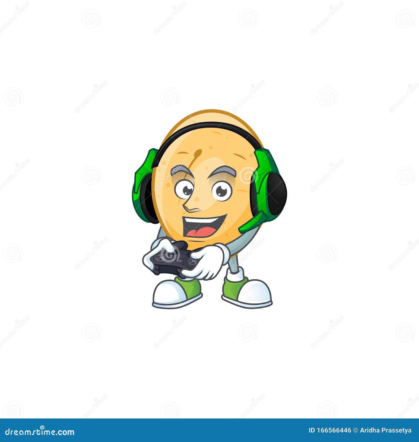 Mascot Icon of Potato with Headphone and Controller Stock Vector ...