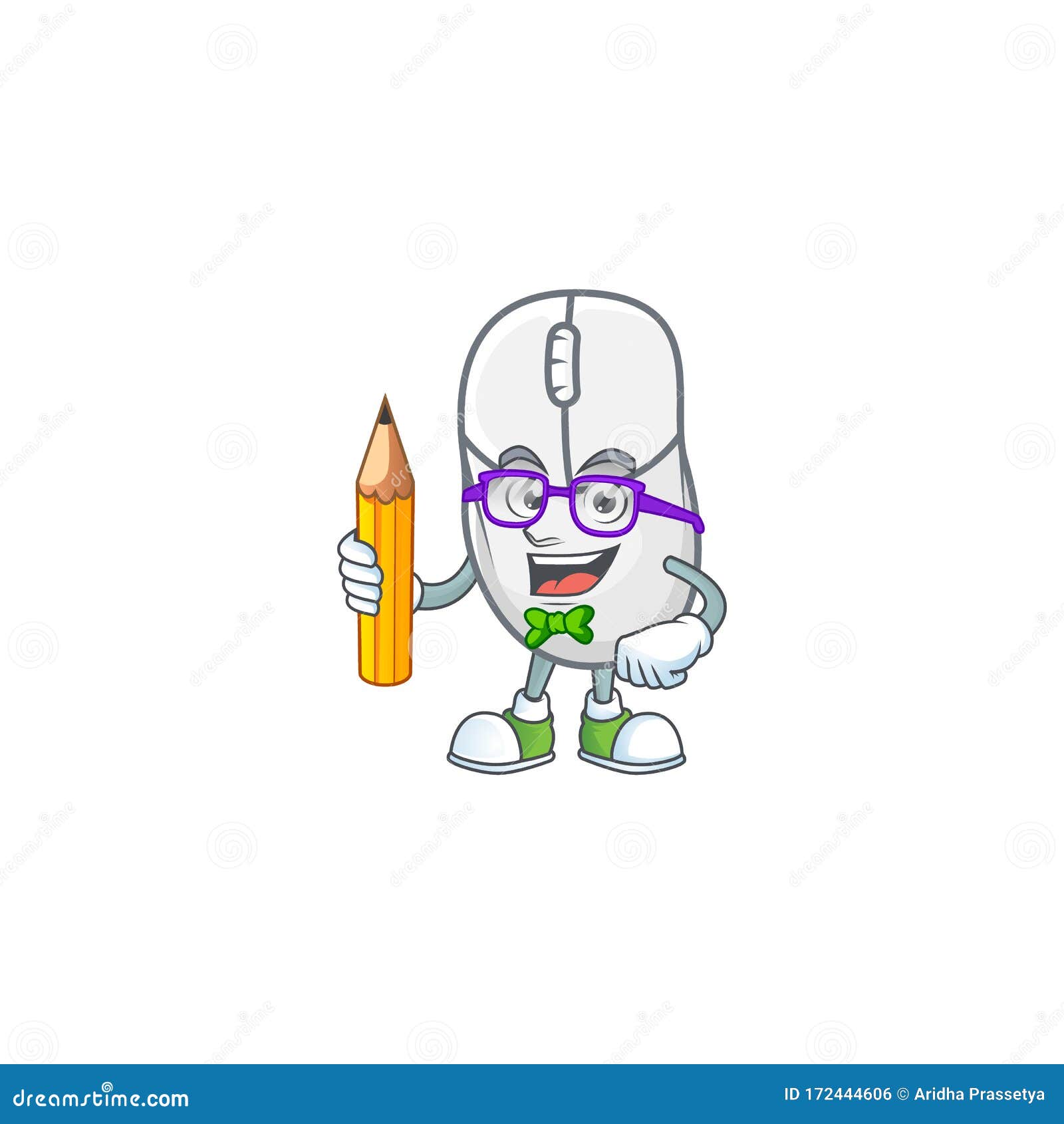 A Mascot Icon of Student White Mouse Character Holding Pencil Stock ...