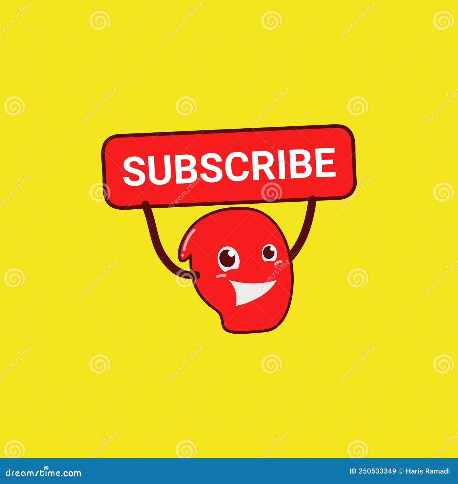 Mascot Illustration Holding Subscription Button Yellow Background Stock ...