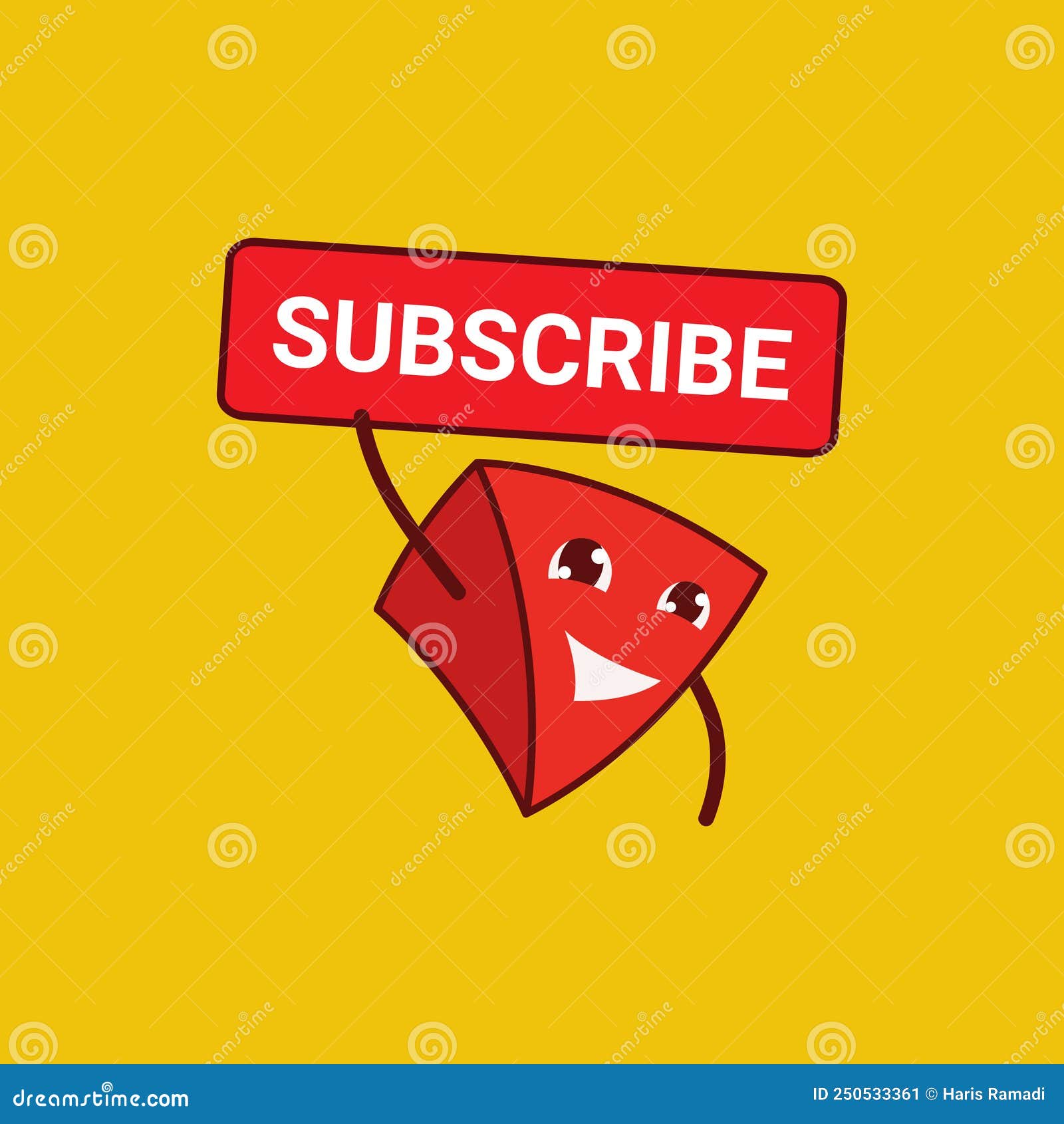 Mascot Illustration Holding Subscription Button Yellow Background Stock ...