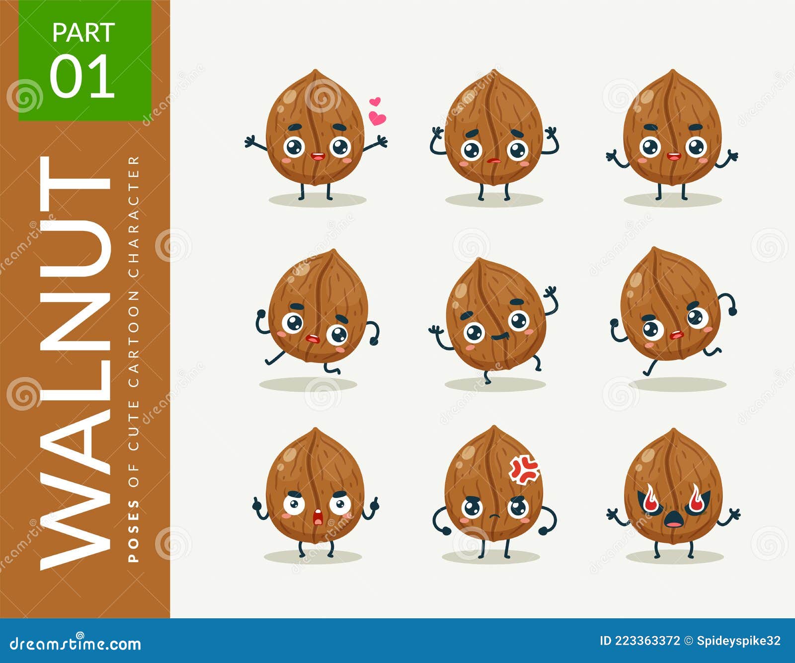 Mascot Images of the Walnut. First Set Stock Illustration ...
