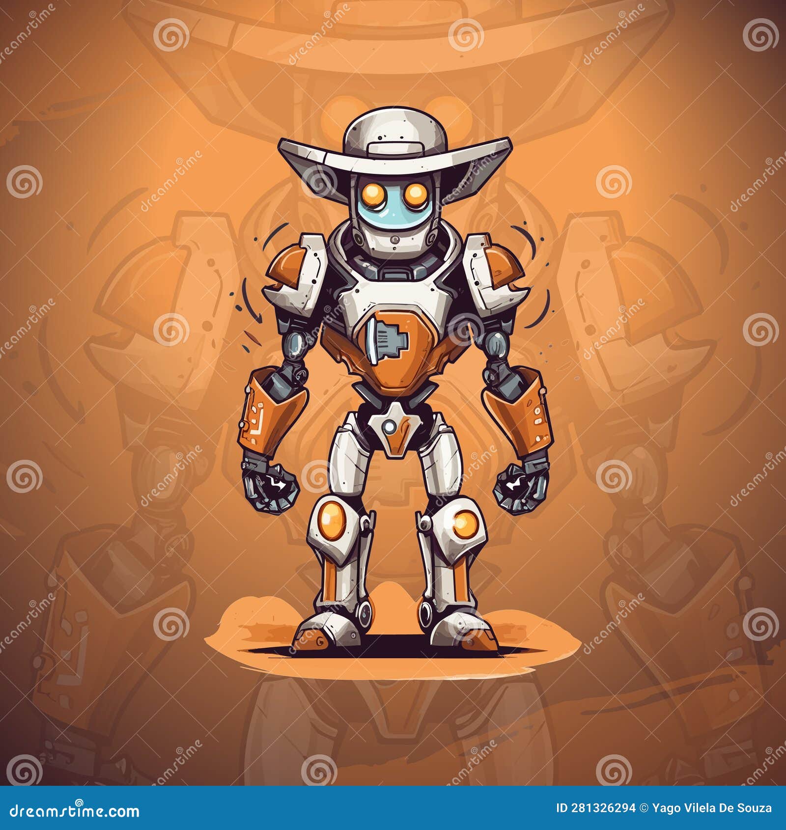 Modern Cowboy Robot: Mascot Logo and Gaming Design Vector for Esport ...