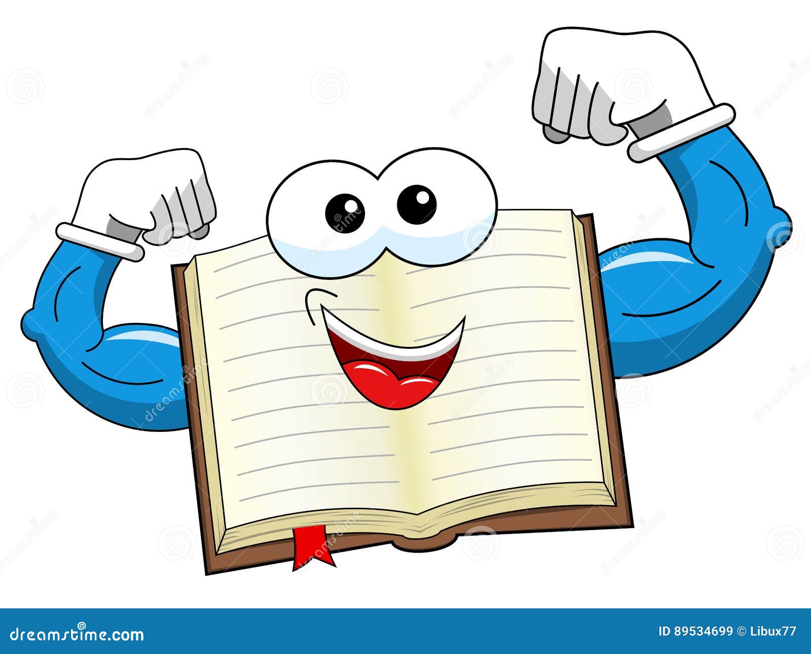 Mascot Open Book Showing Biceps Knowledge Stock Vector - Illustration ...