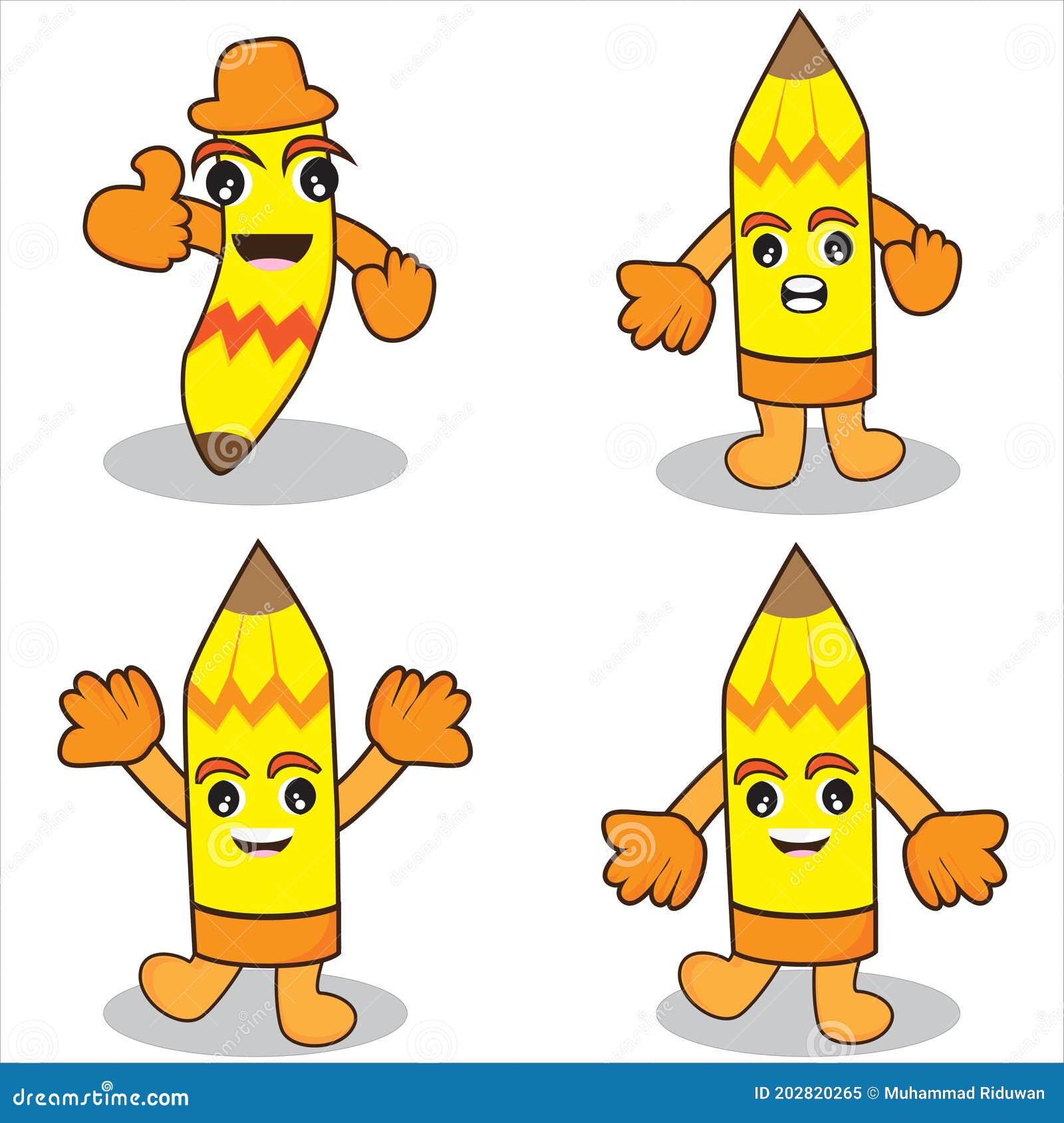 Mascot Pencil Bundle Illustration with Eps 10 Vector Stock Vector ...