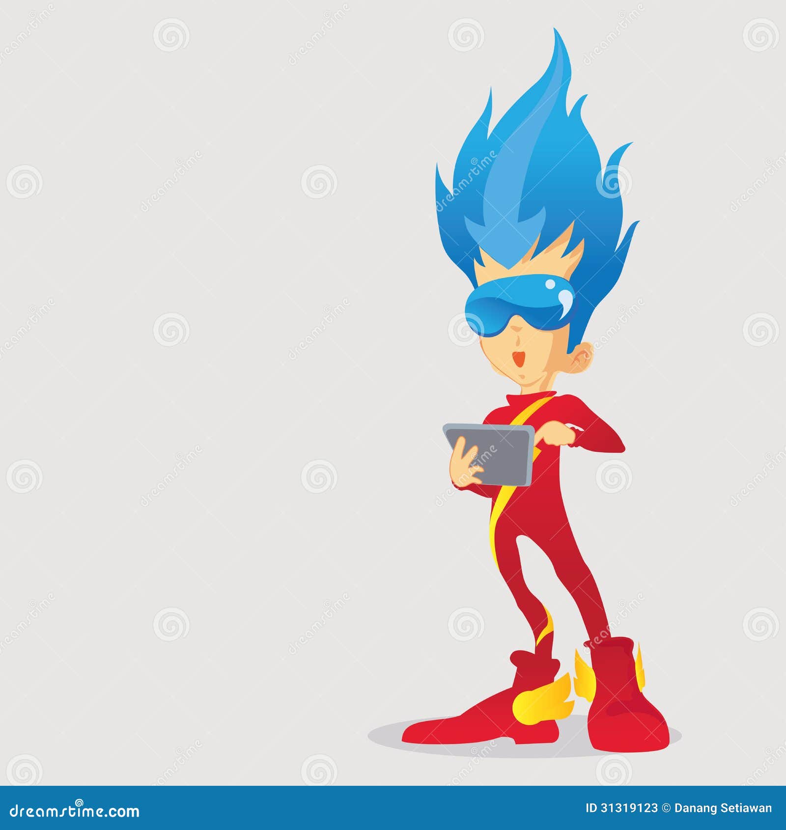 Mascot play with tablet stock vector. Illustration of happy - 31319123