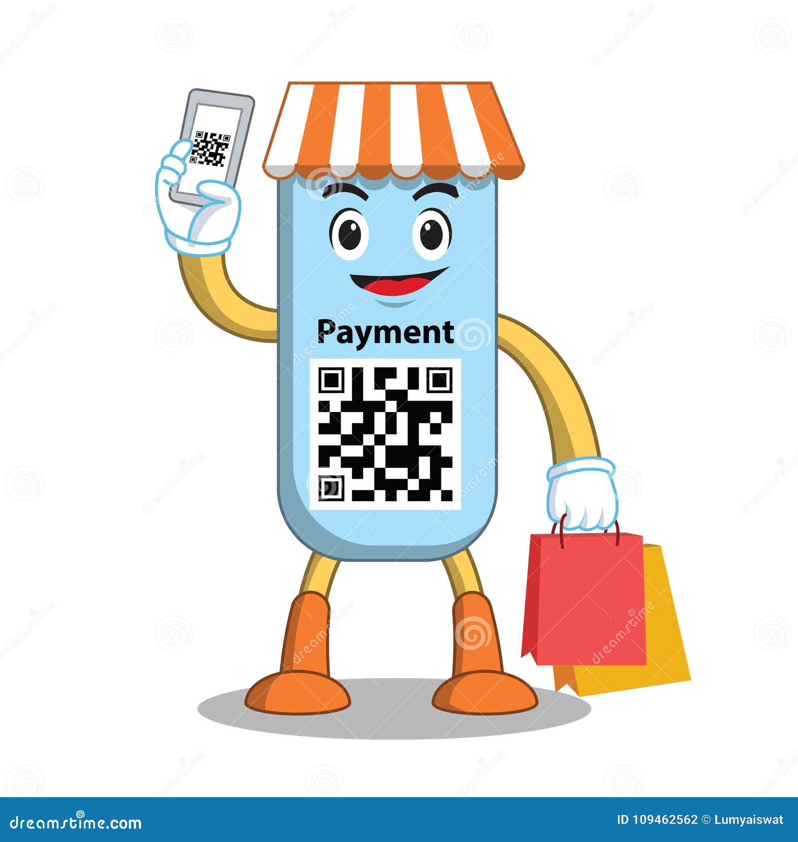 Mascot Qr Code Payment Vector. Stock Vector - Illustration of cartoon ...