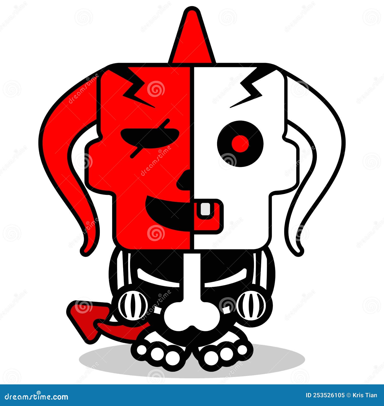 Mascot red devil bone cute stock vector. Illustration of horn - 253526105