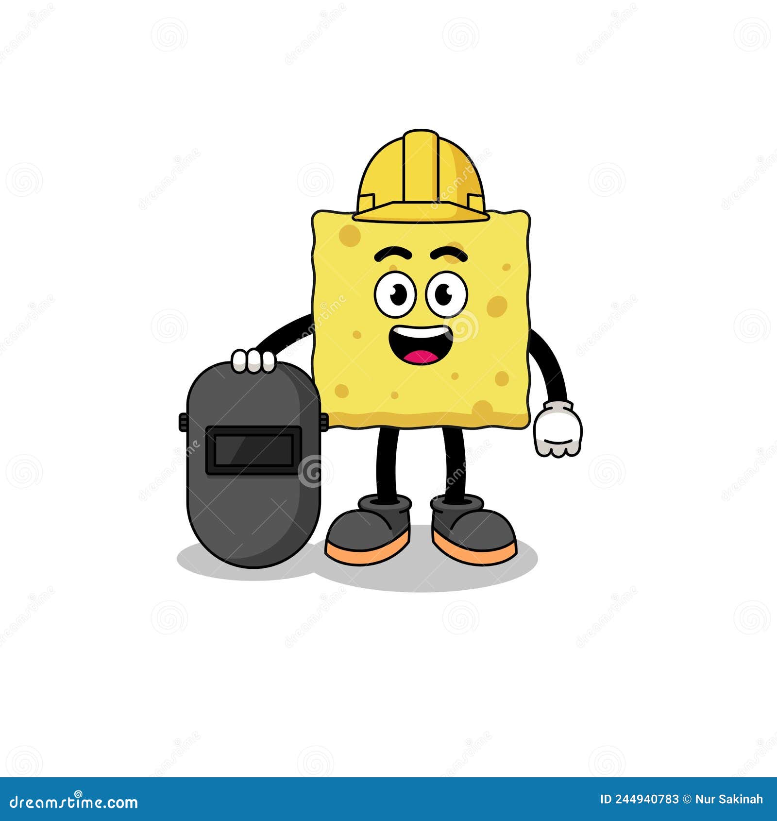 Mascot of Sponge As a Welder Stock Vector - Illustration of bathroom ...