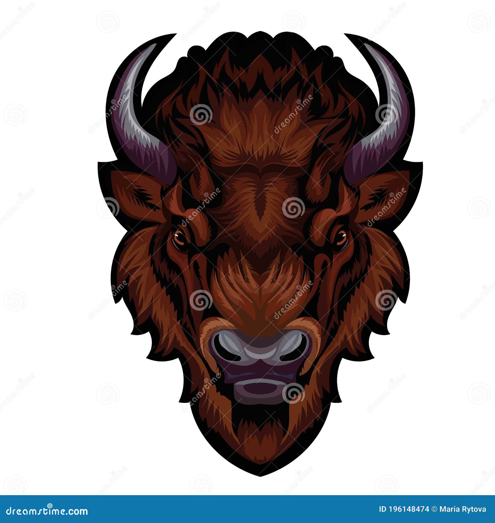 Mascot. Vector Head of Buffalo Stock Illustration - Illustration of ...