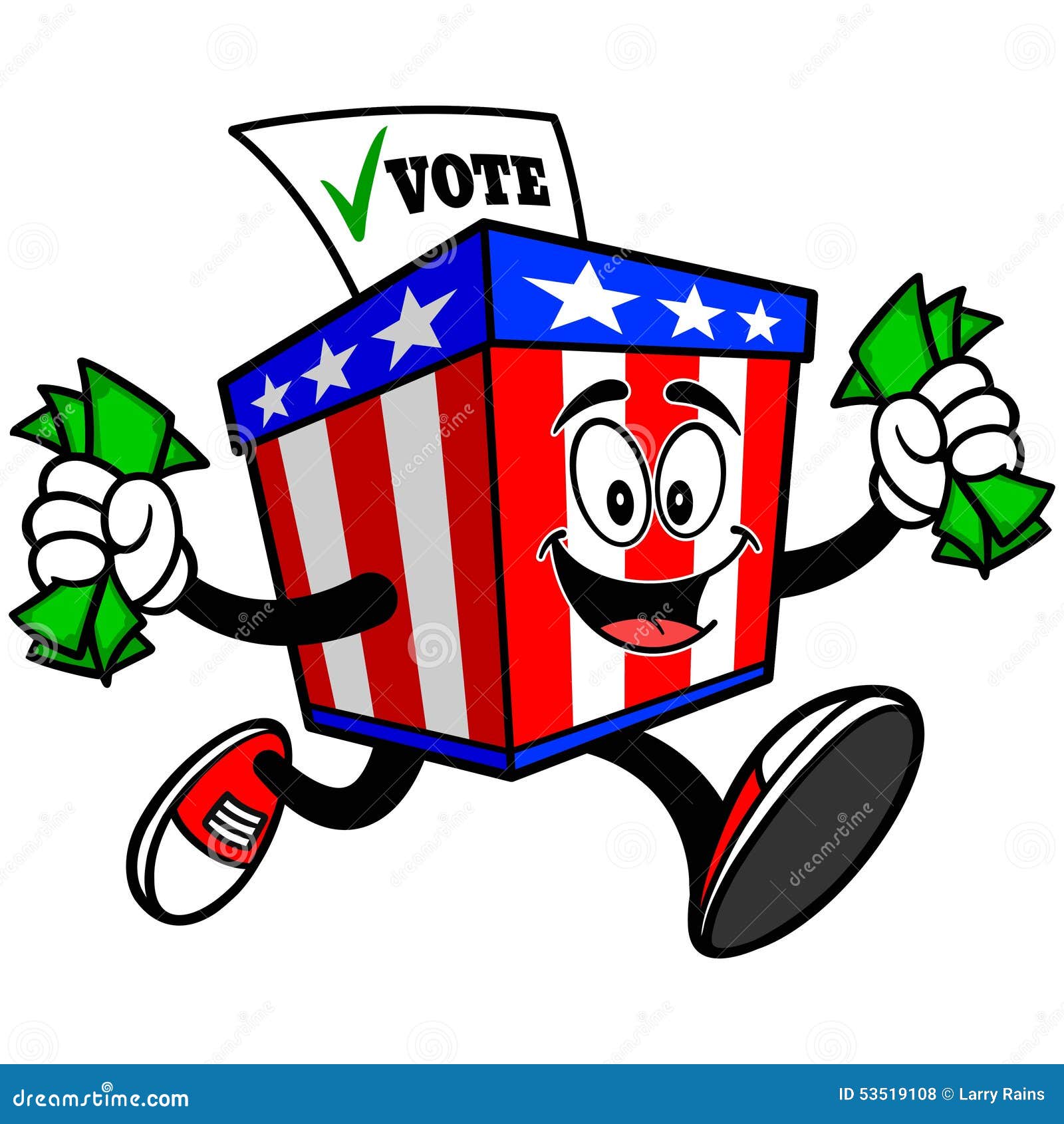 Mascote Da Urna De Voto Com Dinheiro Ilustração do Vetor - Ilustração ...
