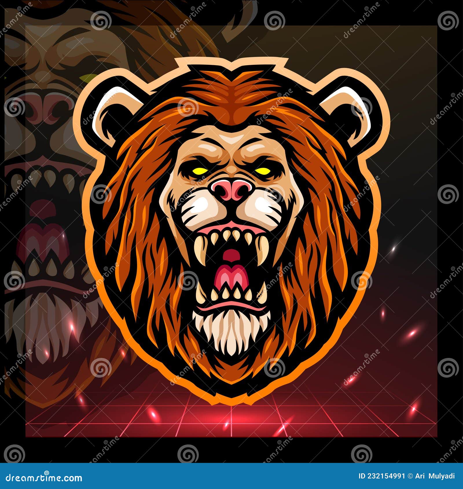 Mascote De Cabeça De Leão Design Do Logotipo Do Esport Ilustração Do