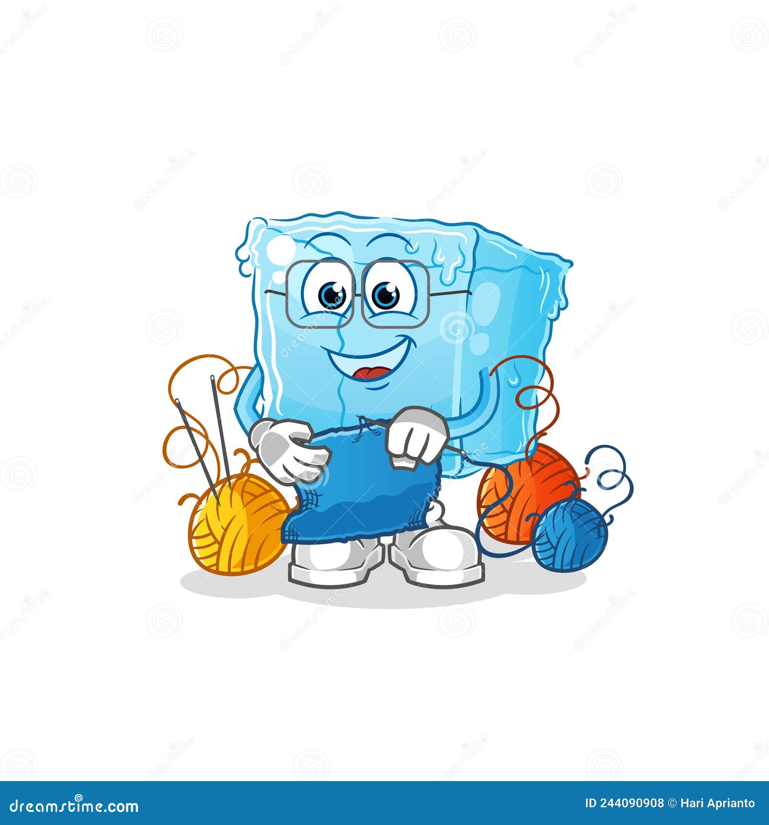 Mascote De Cubo De Gelo. Vetor Cartoon Ilustração do Vetor - Ilustração ...