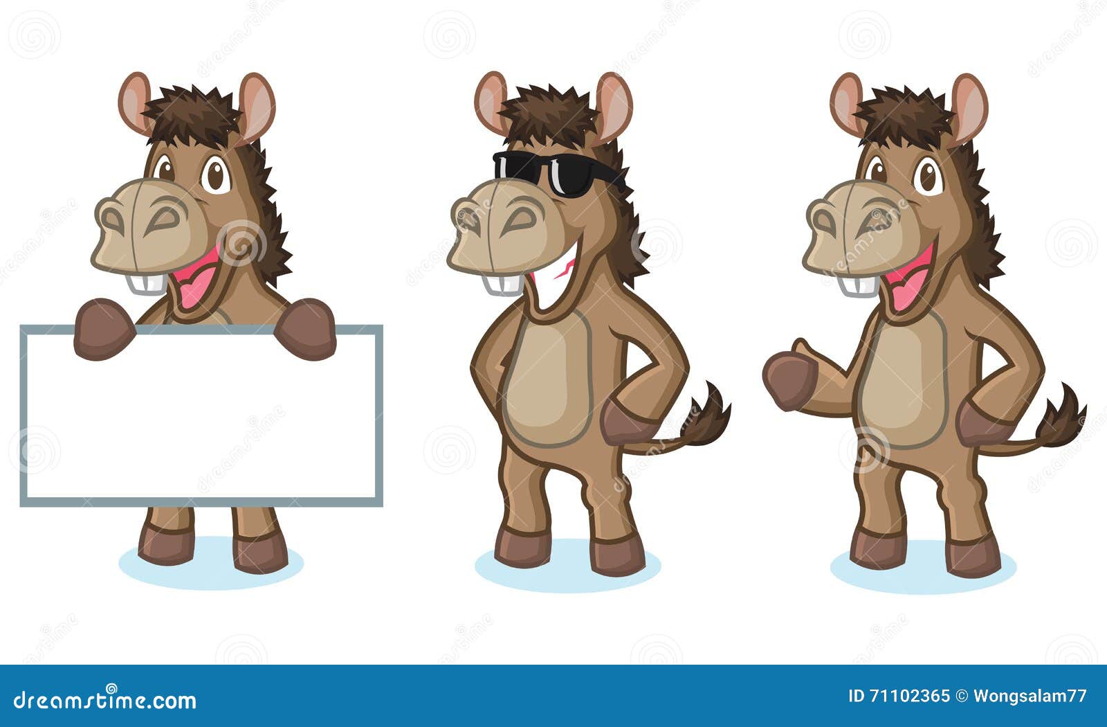 Mascote Do Asno De Brown Feliz Ilustração do Vetor - Ilustração de ...