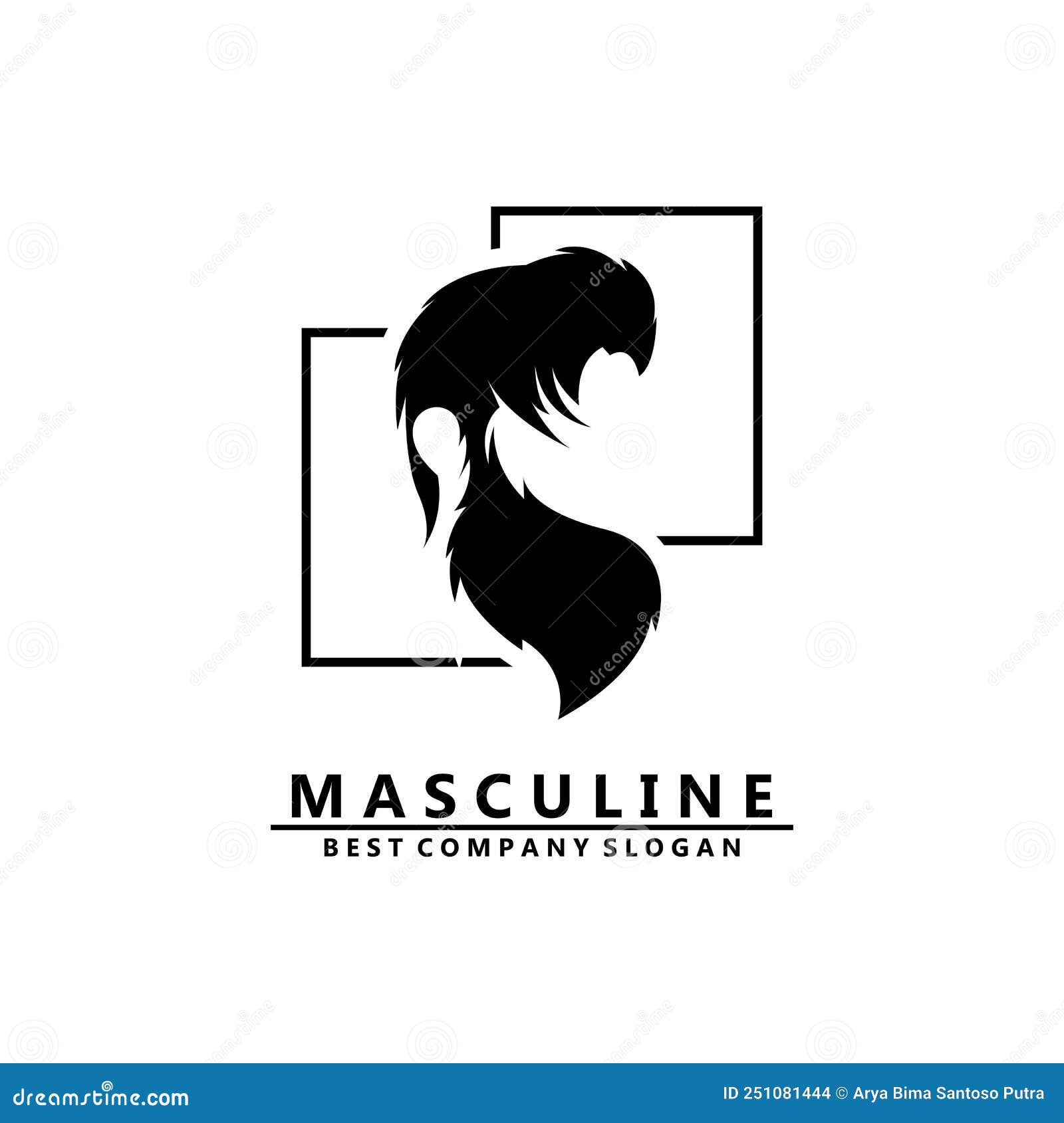 Masculine Man Logo Icon Vector with Beard, Handsome Cool Dignified ...