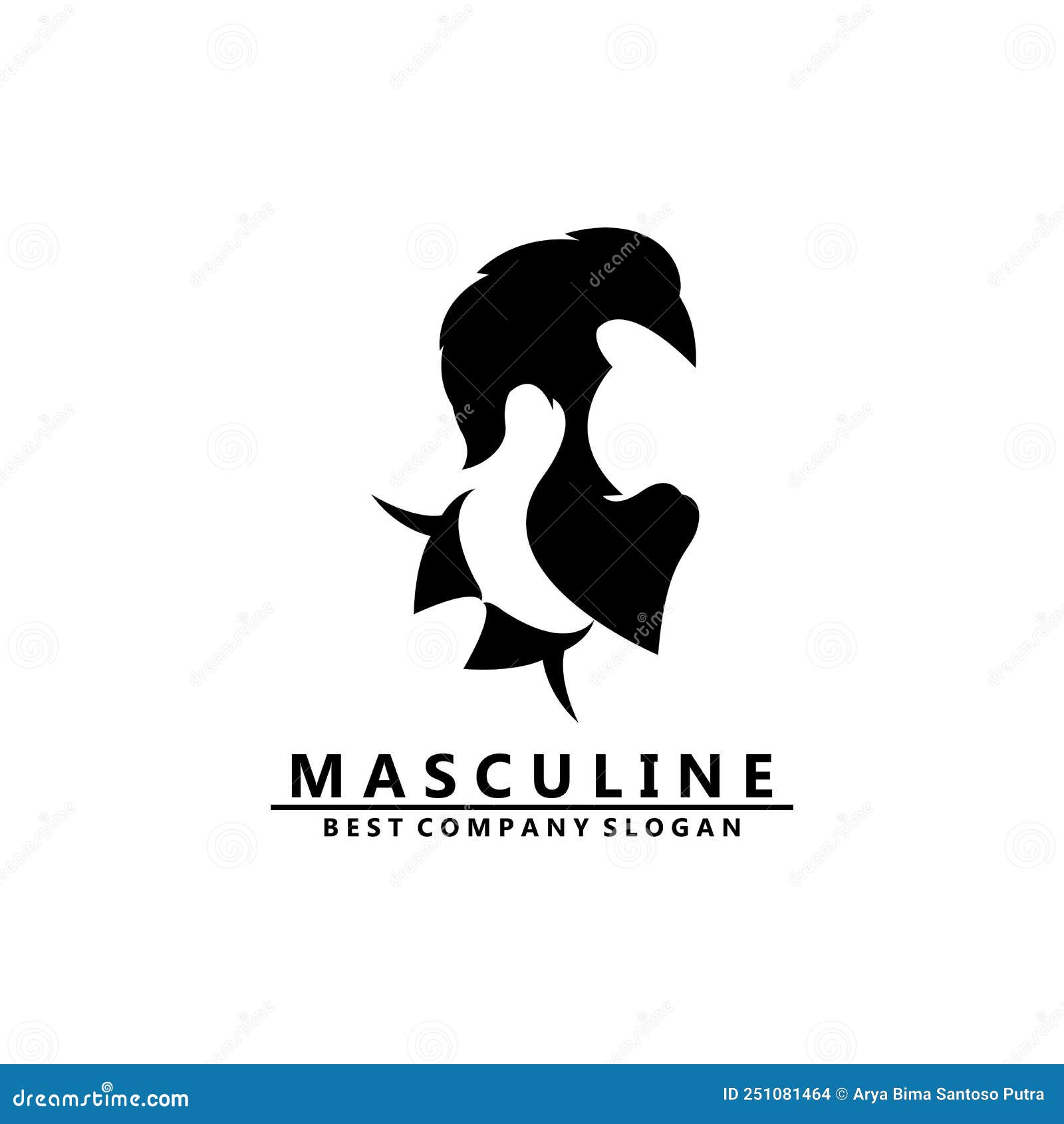 Masculine Man Logo Icon Vector with Beard, Handsome Cool Dignified ...