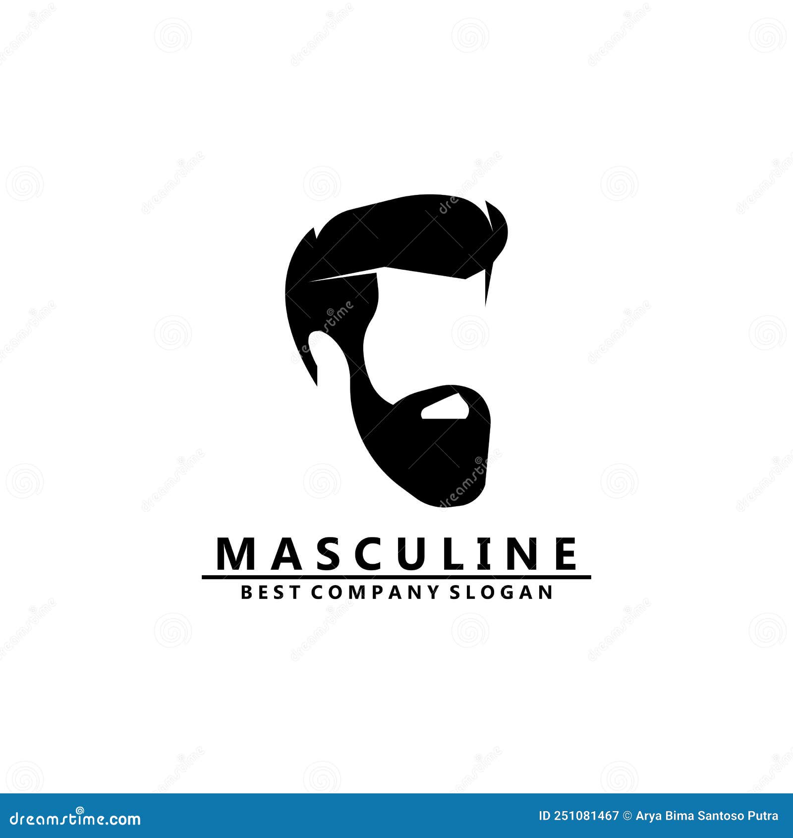Masculine Man Logo Icon Vector with Beard, Handsome Cool Dignified ...