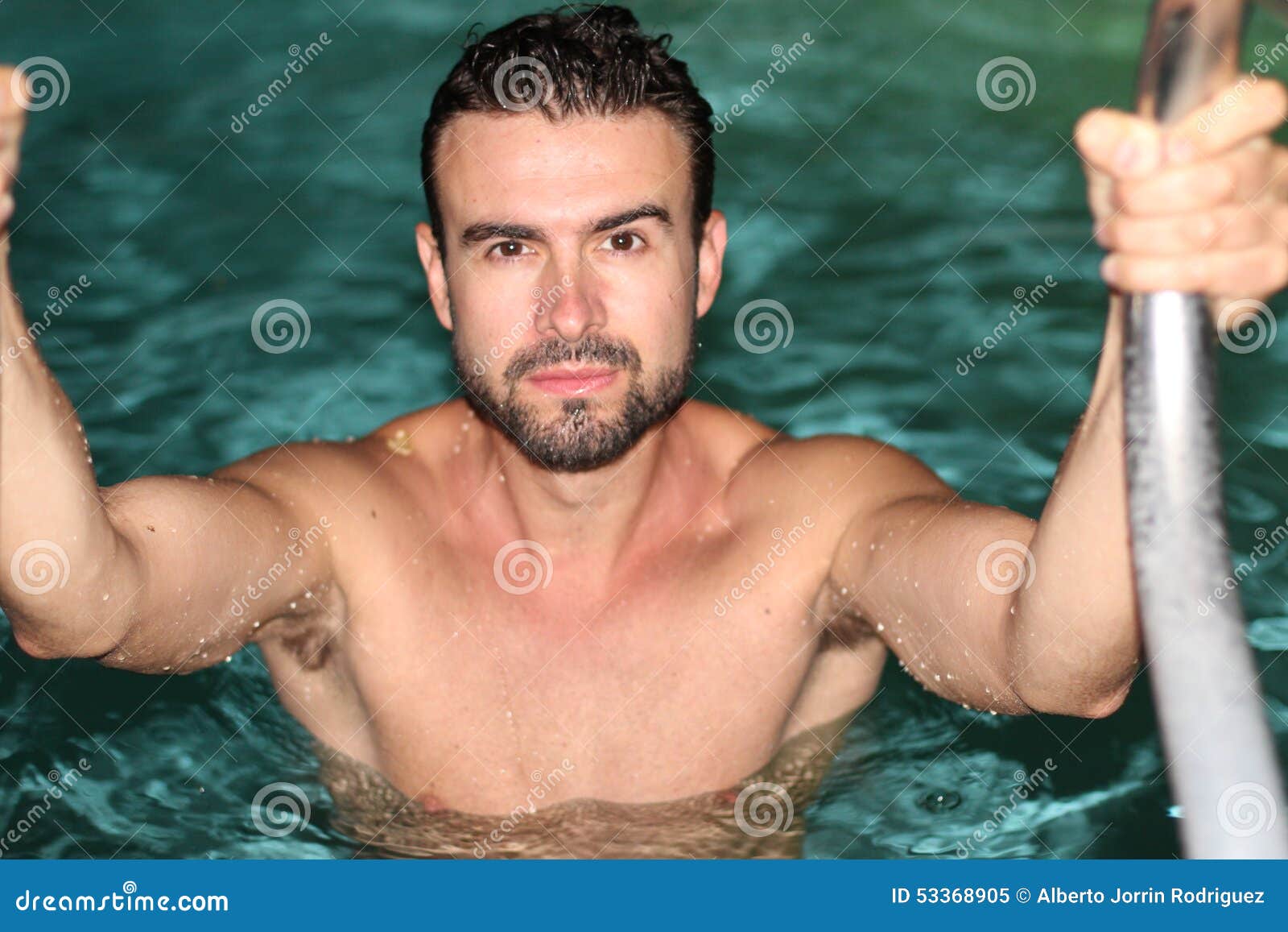 Masculine Natural Man Relaxing in a Spa Stock Image - Image of looking ...
