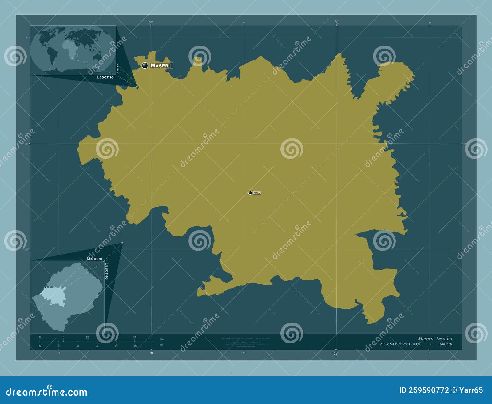Maseru, Lesotho. Solid. Labelled Points of Cities Stock Illustration ...